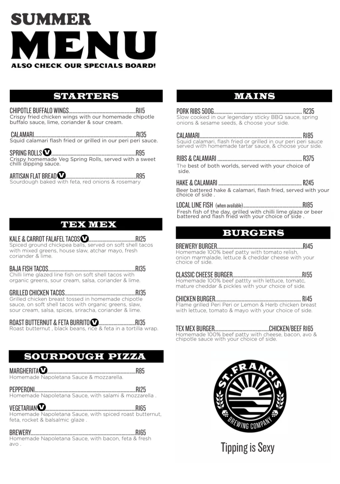 menu — St Francis Brewing Co