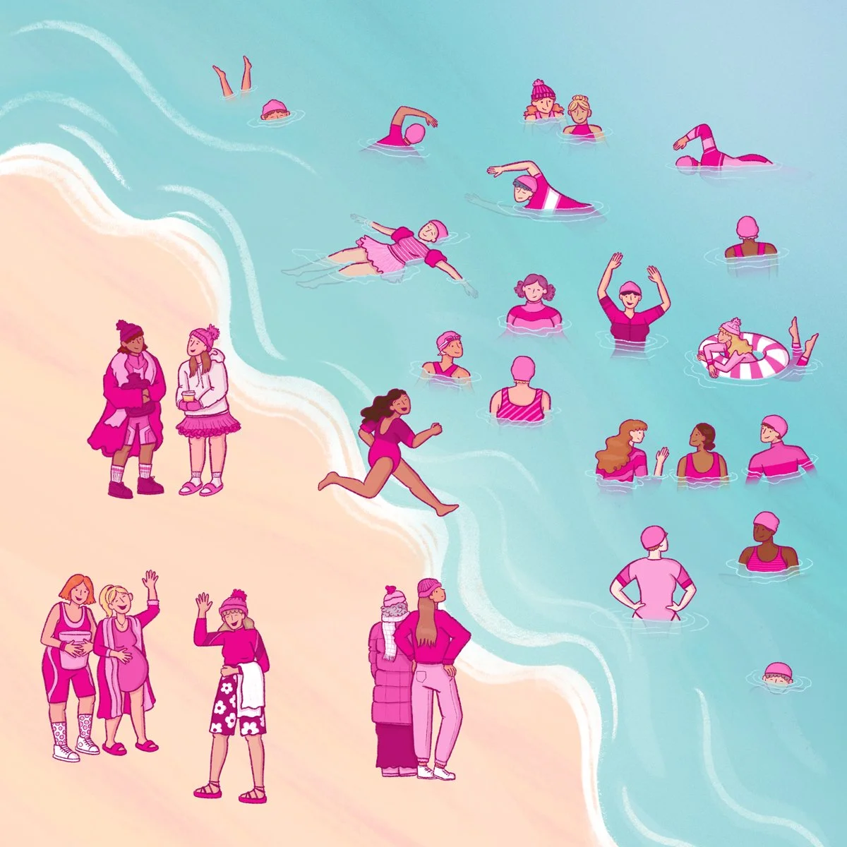 Swim in Pink with NBCRI 2024 — Lisa McHugo Illustrations