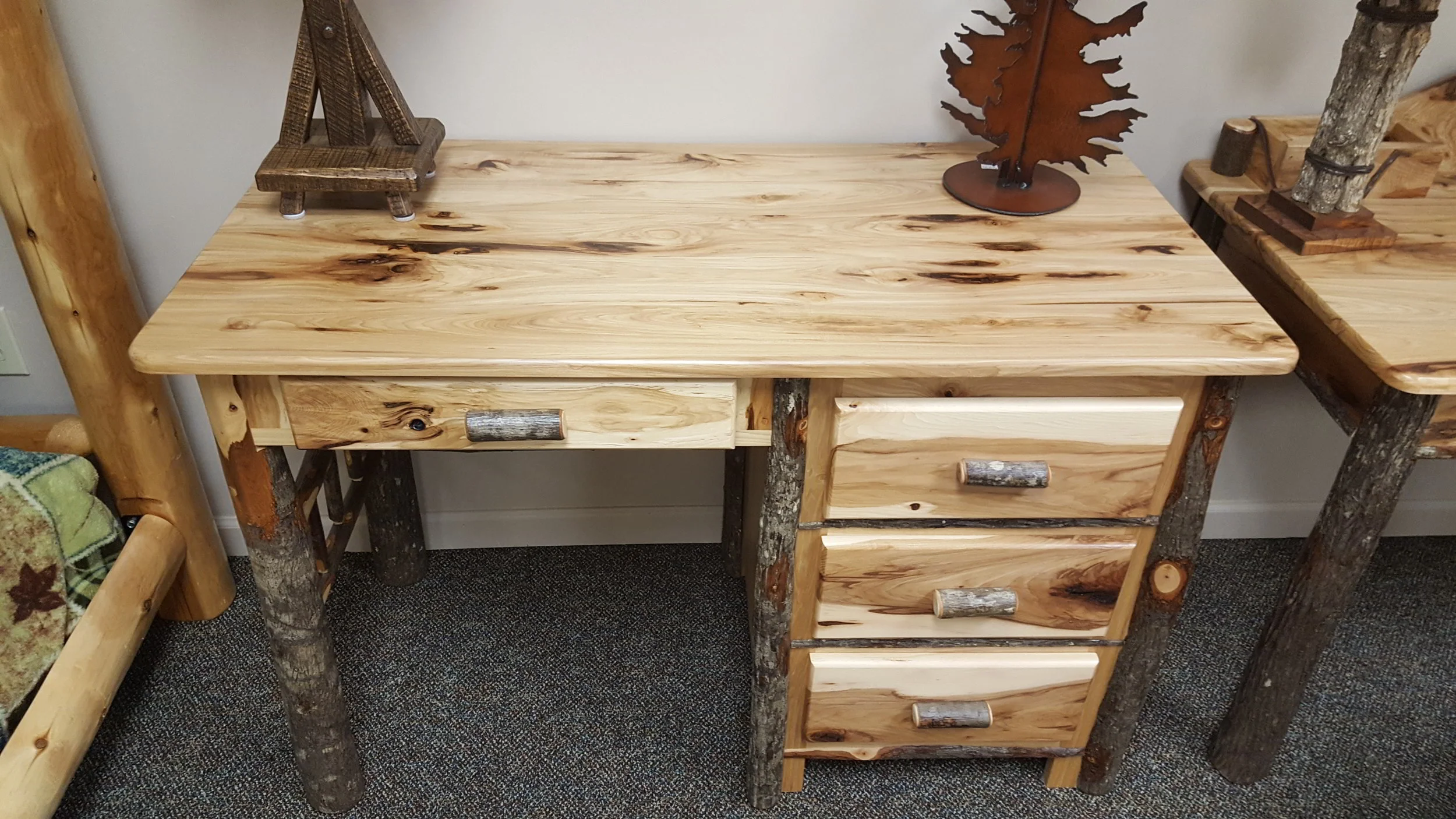 Hickory Live Edge Foreman's Desk — EZ Mountain Rustic Furniture