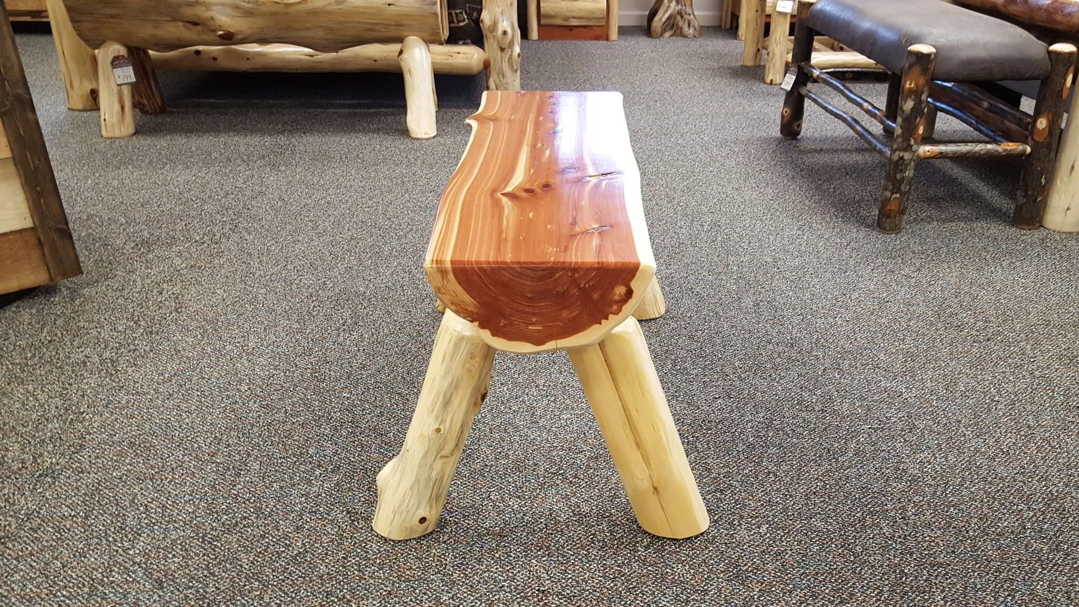 Red Cedar Half Log Bench — EZ Mountain Rustic Furniture