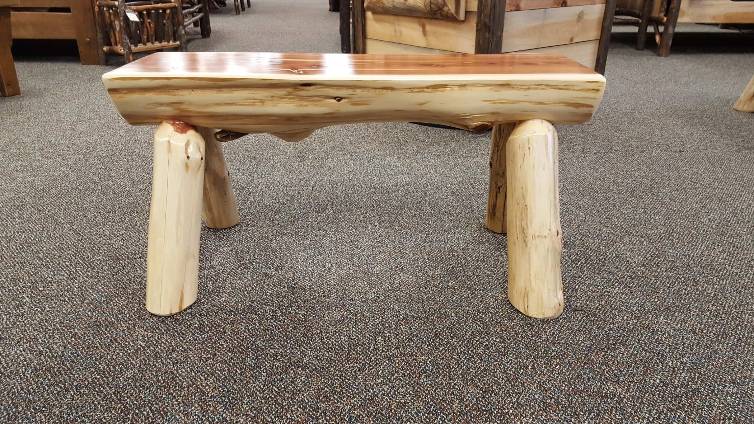 Red Cedar Half Log Bench — EZ Mountain Rustic Furniture