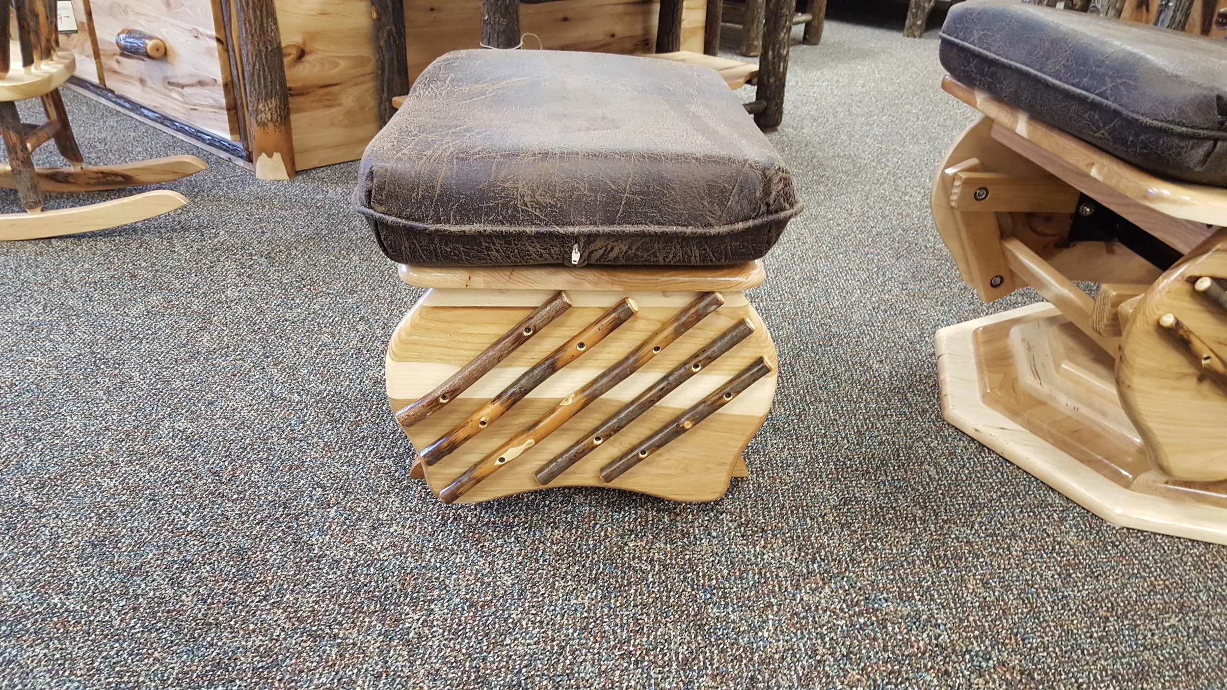 Hickory Swivel Glider Ottoman — EZ Mountain Rustic Furniture