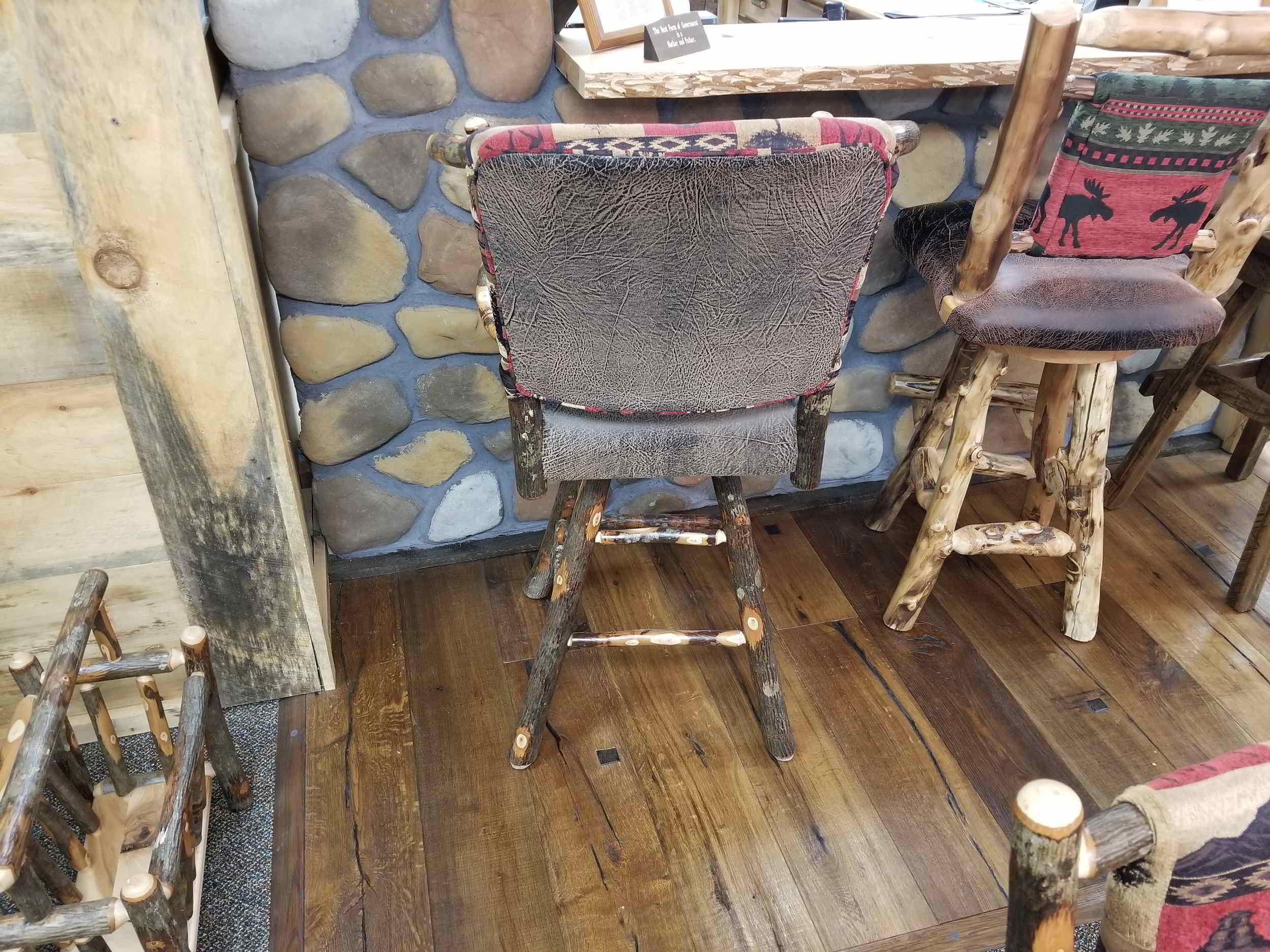 Hickory Swivel Hoop Padded Bar Stool — EZ Mountain Rustic Furniture