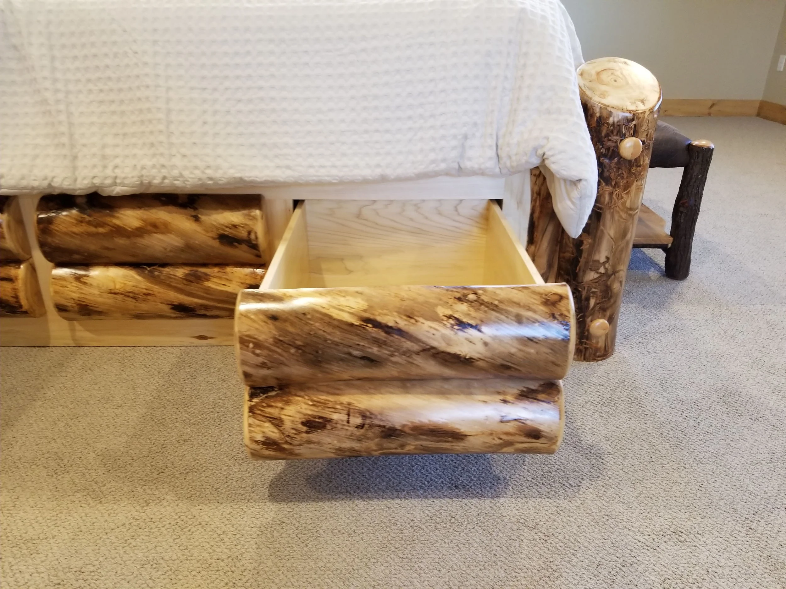 Aspen Platform Log Bed with Drawers — EZ Mountain Rustic Furniture
