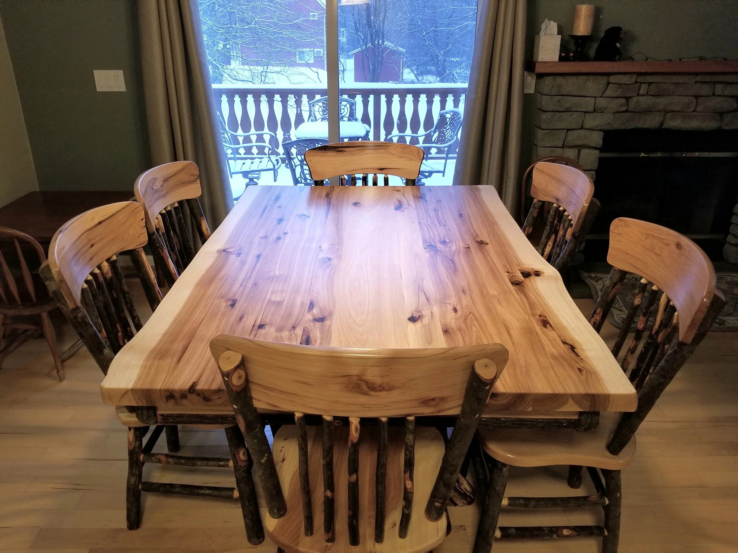 Live Edge Hickory Table with Stump Base — EZ Mountain Rustic Furniture