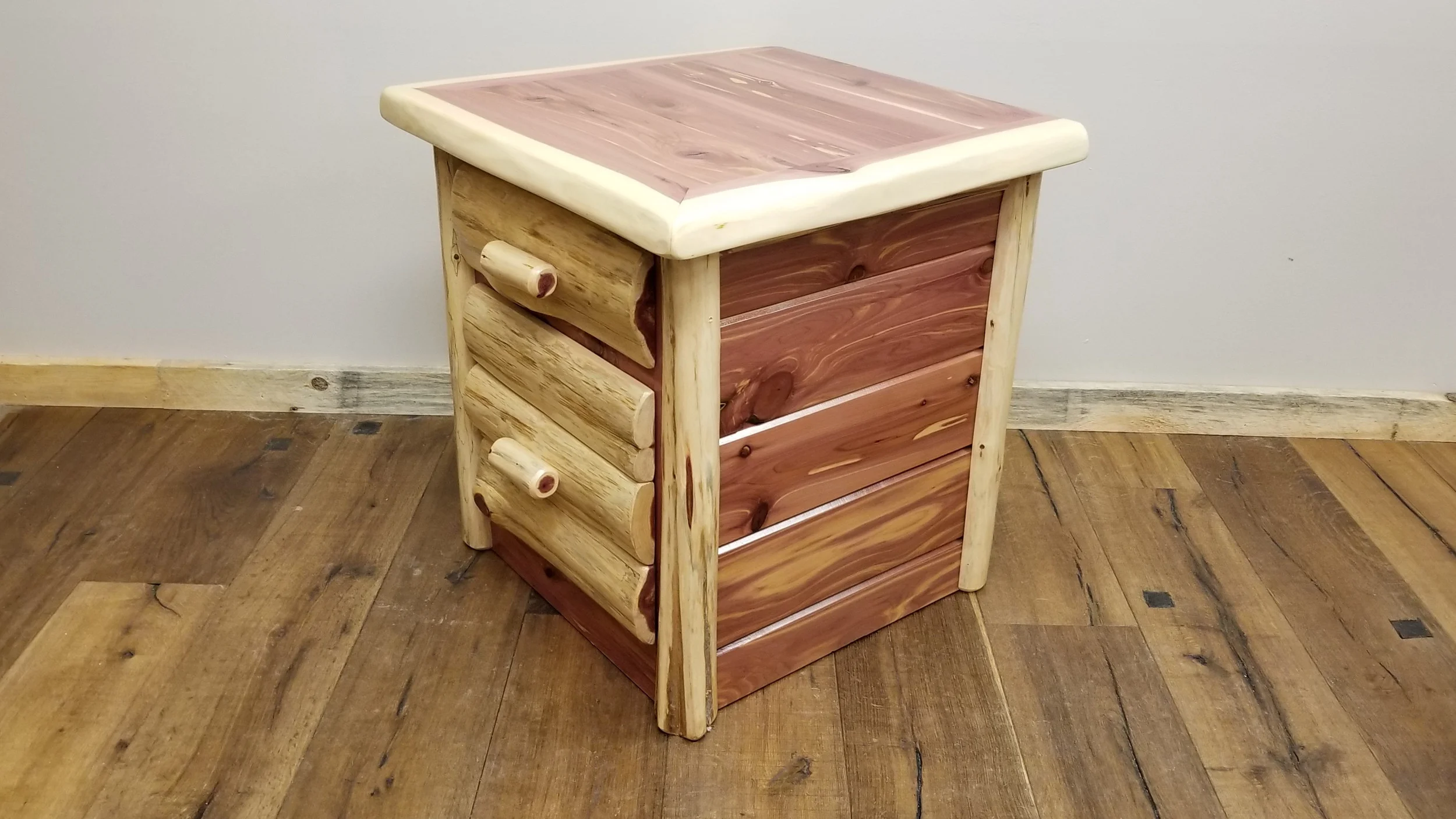 Red Cedar 2 Drawer Nightstand — EZ Mountain Rustic Furniture