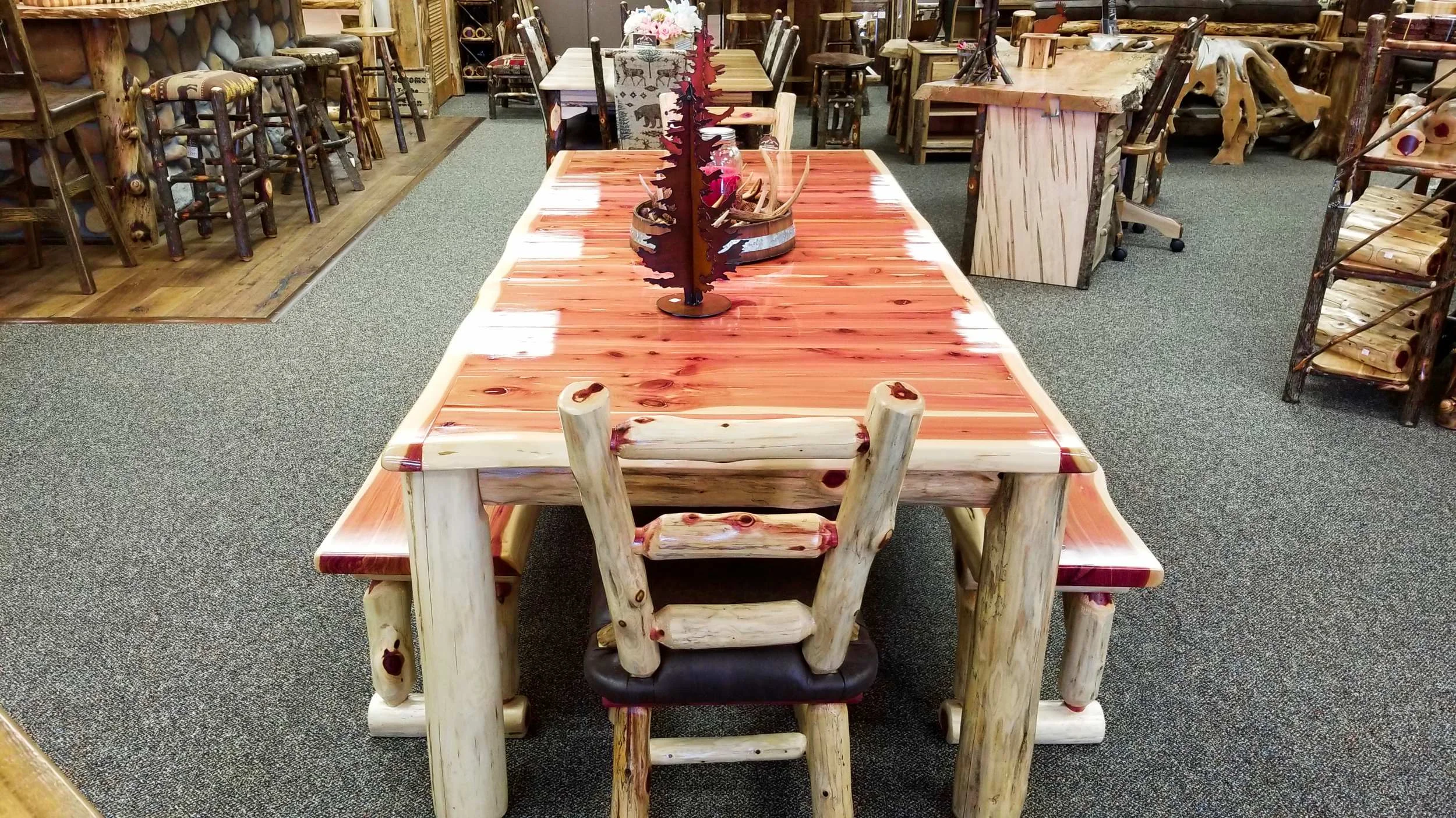 Red Cedar Live Edge Table with Leaves — EZ Mountain Rustic Furniture