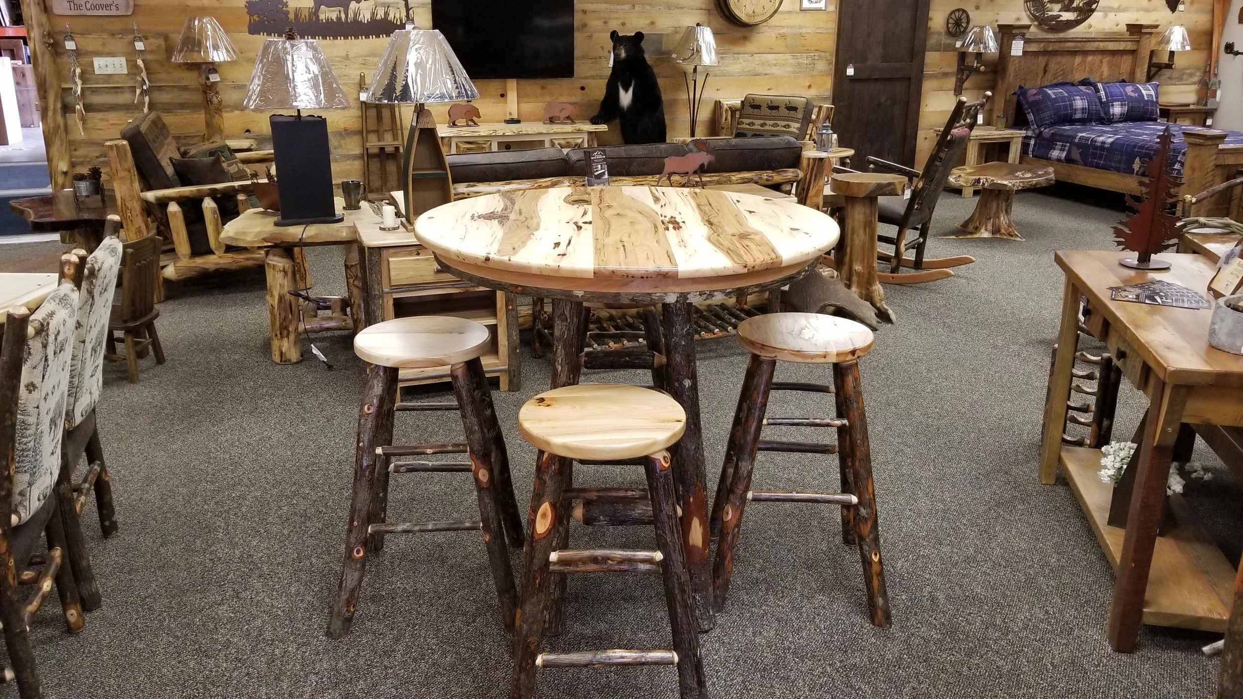 Hickory Log Pub Table — EZ Mountain Rustic Furniture