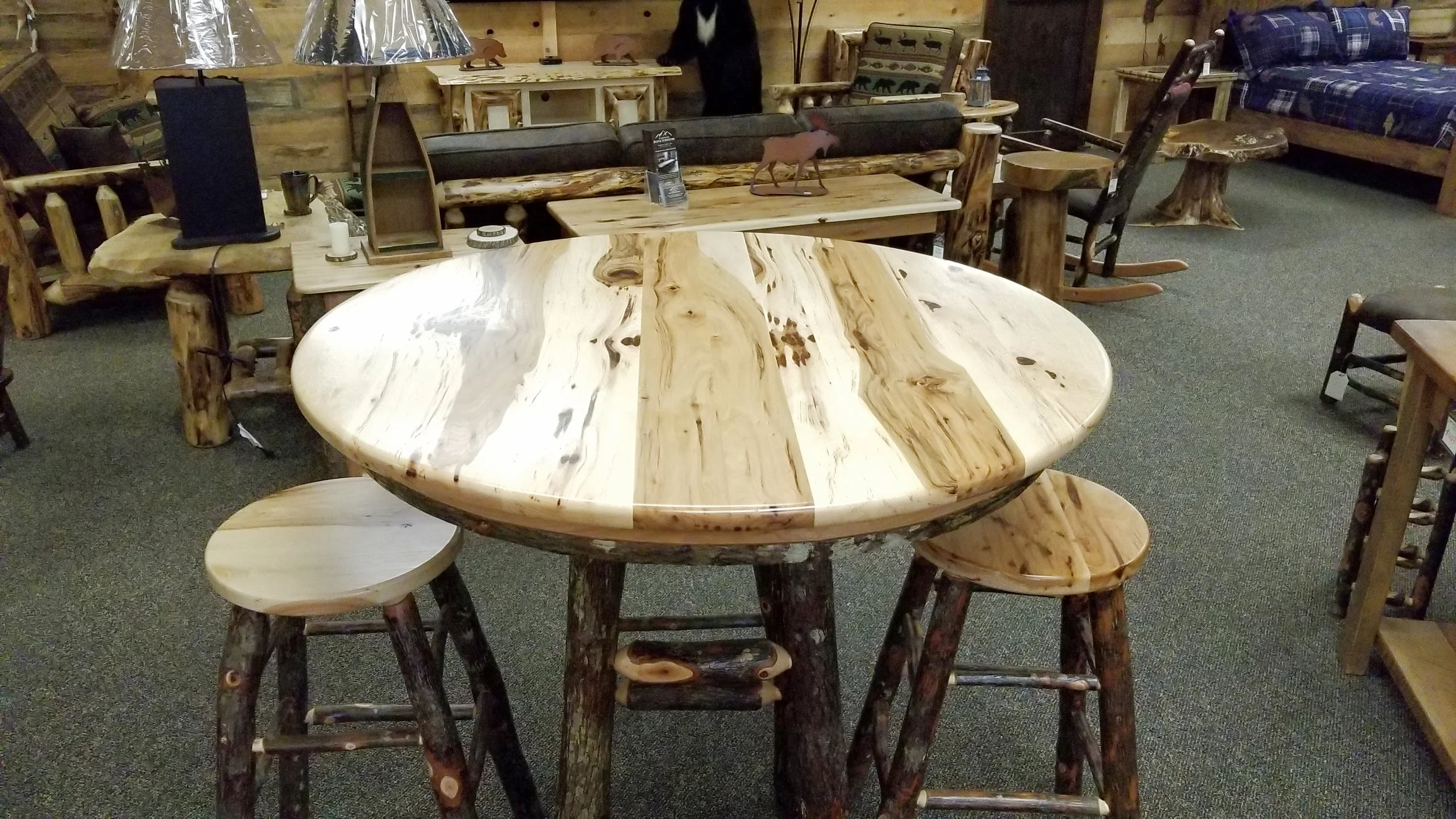 Hickory Log Pub Table — EZ Mountain Rustic Furniture