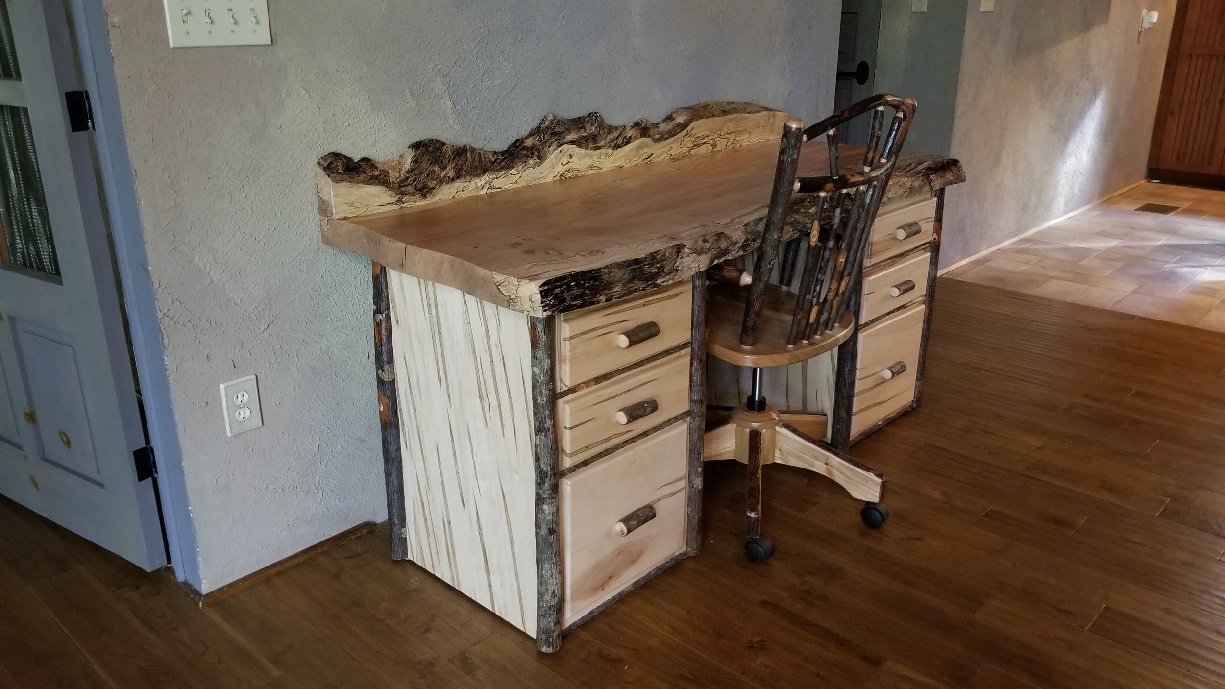 Maple Slab Desk with Dual Drawer Base — EZ Mountain Rustic Furniture