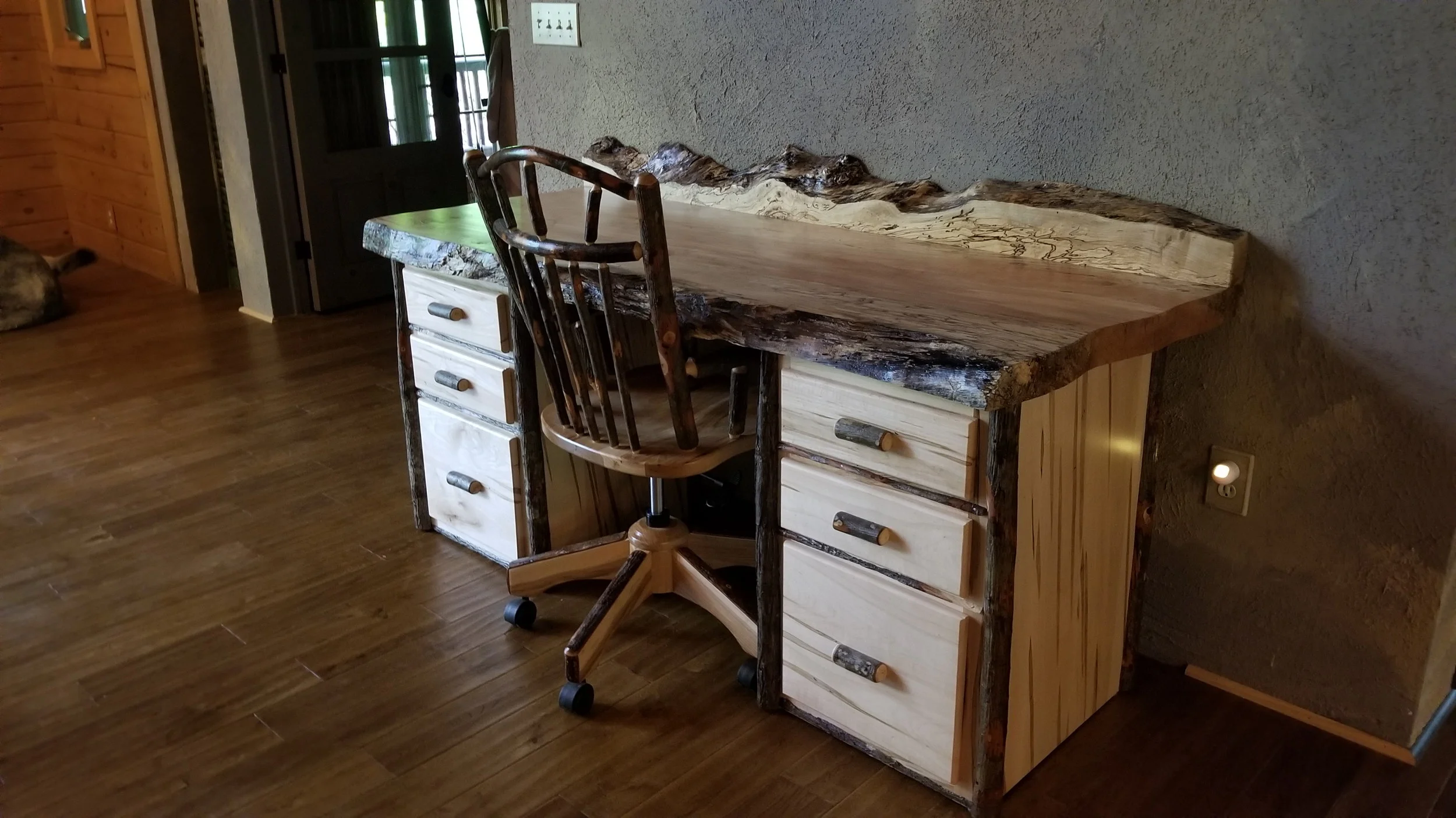 Maple Slab Desk with Dual Drawer Base — EZ Mountain Rustic Furniture
