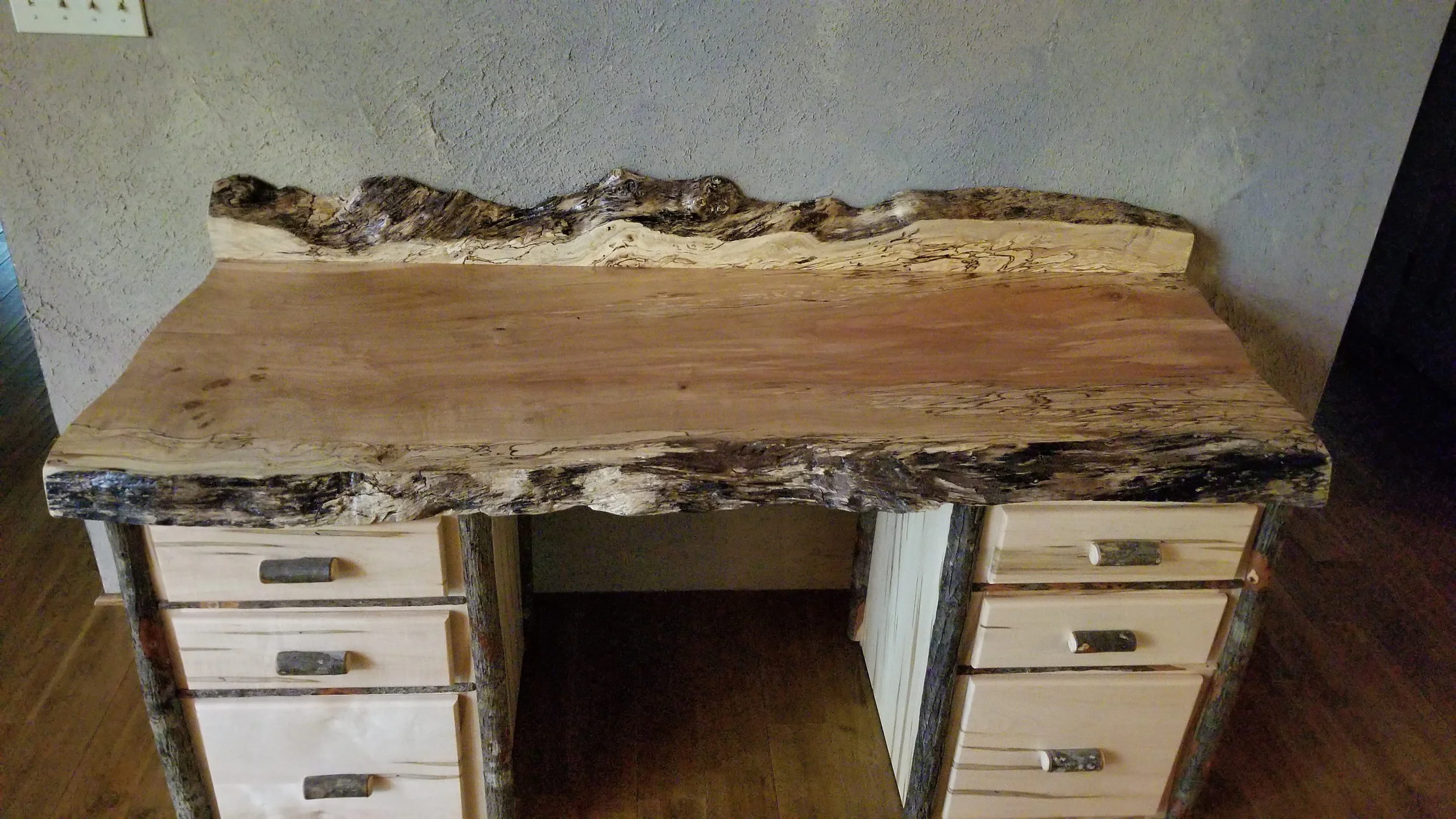 Maple Slab Desk with Dual Drawer Base — EZ Mountain Rustic Furniture