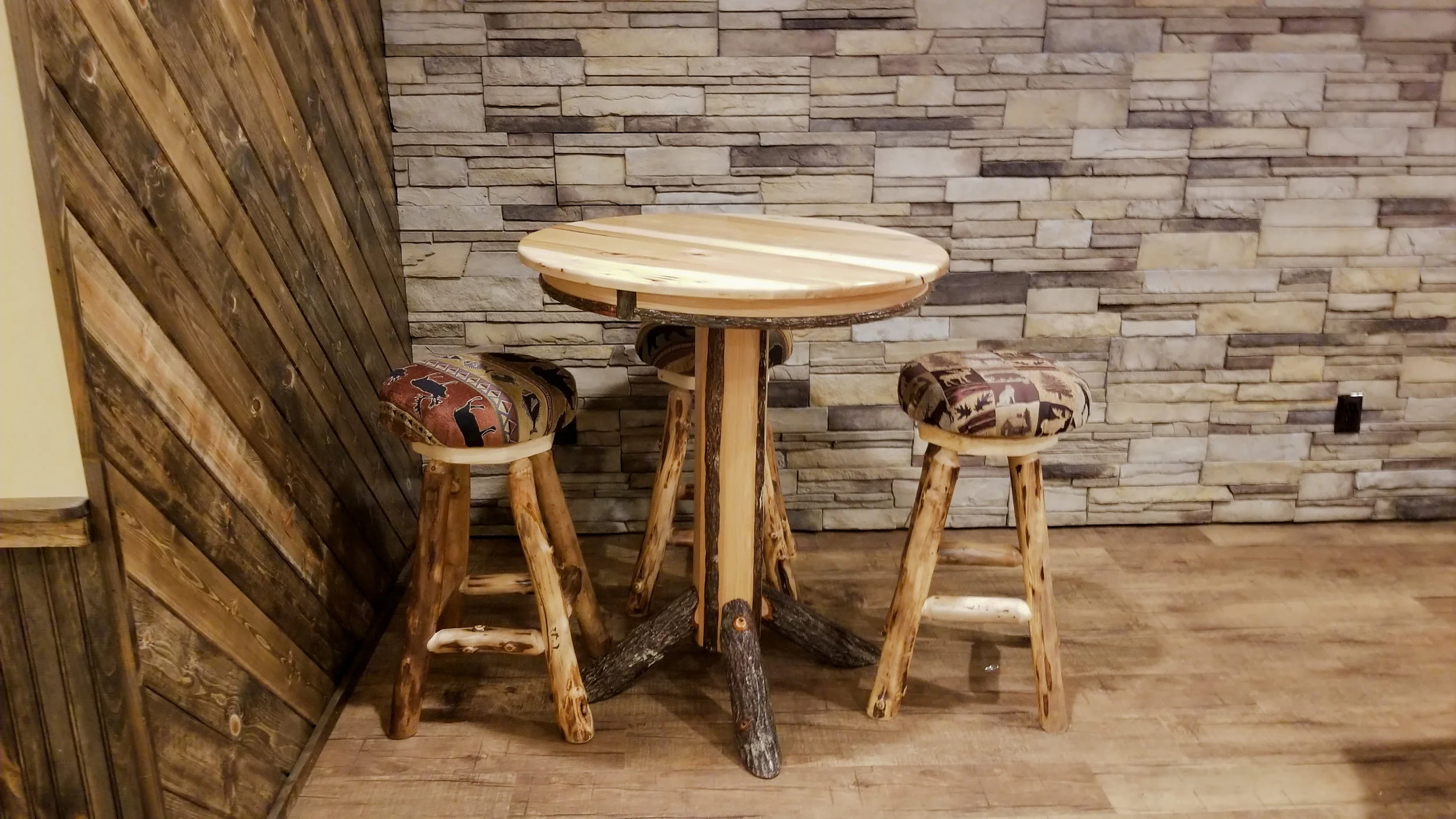 Hickory Barrel Base Pub Table — EZ Mountain Rustic Furniture