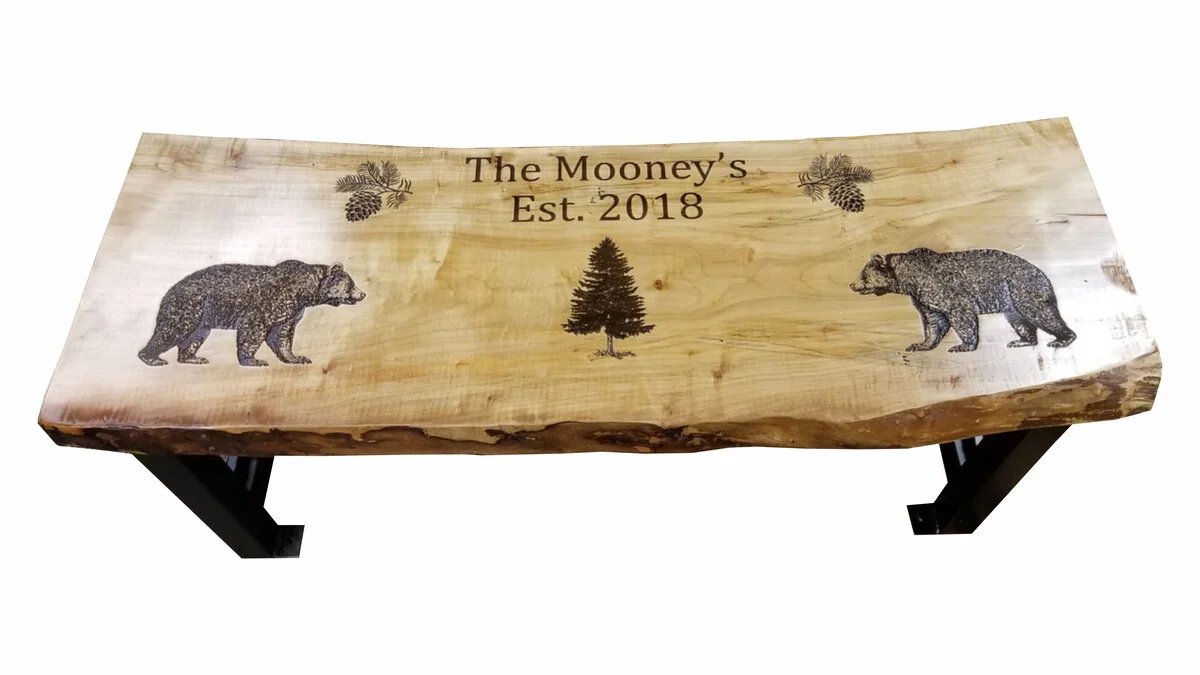 Maple Slab Desk with Stump Base — EZ Mountain Rustic Furniture