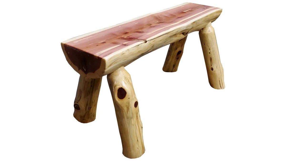 Red Cedar Half Log Bench — EZ Mountain Rustic Furniture
