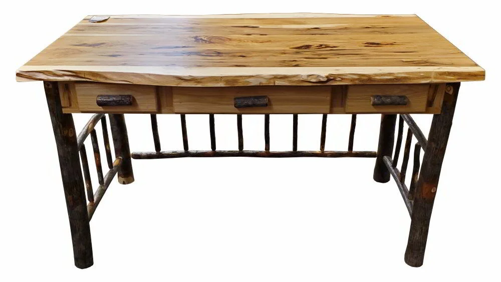Hickory Live Edge Foreman's Desk — EZ Mountain Rustic Furniture