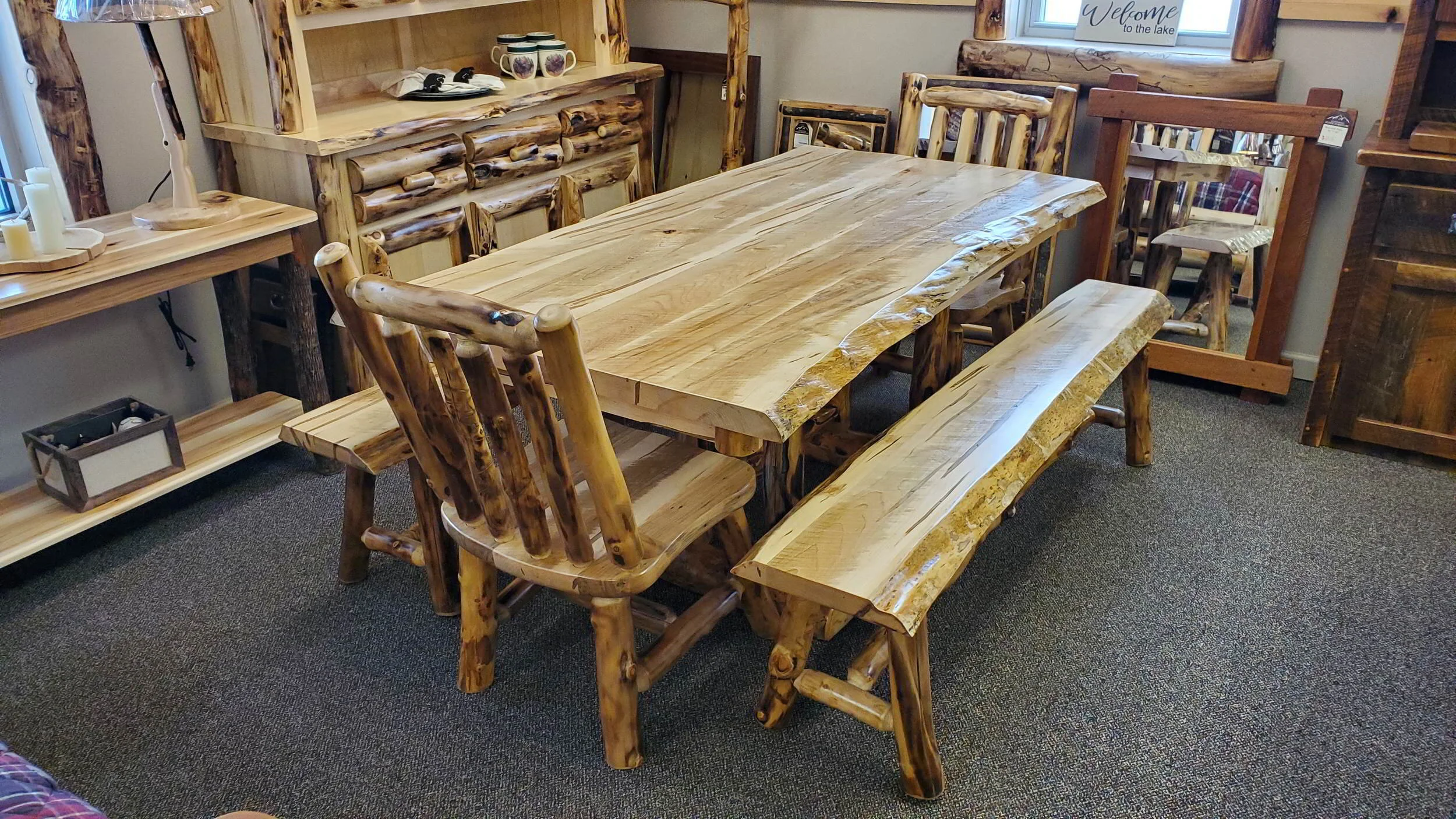 Rough Cut Maple Live Edge Table with Aspen Base — EZ Mountain Rustic ...