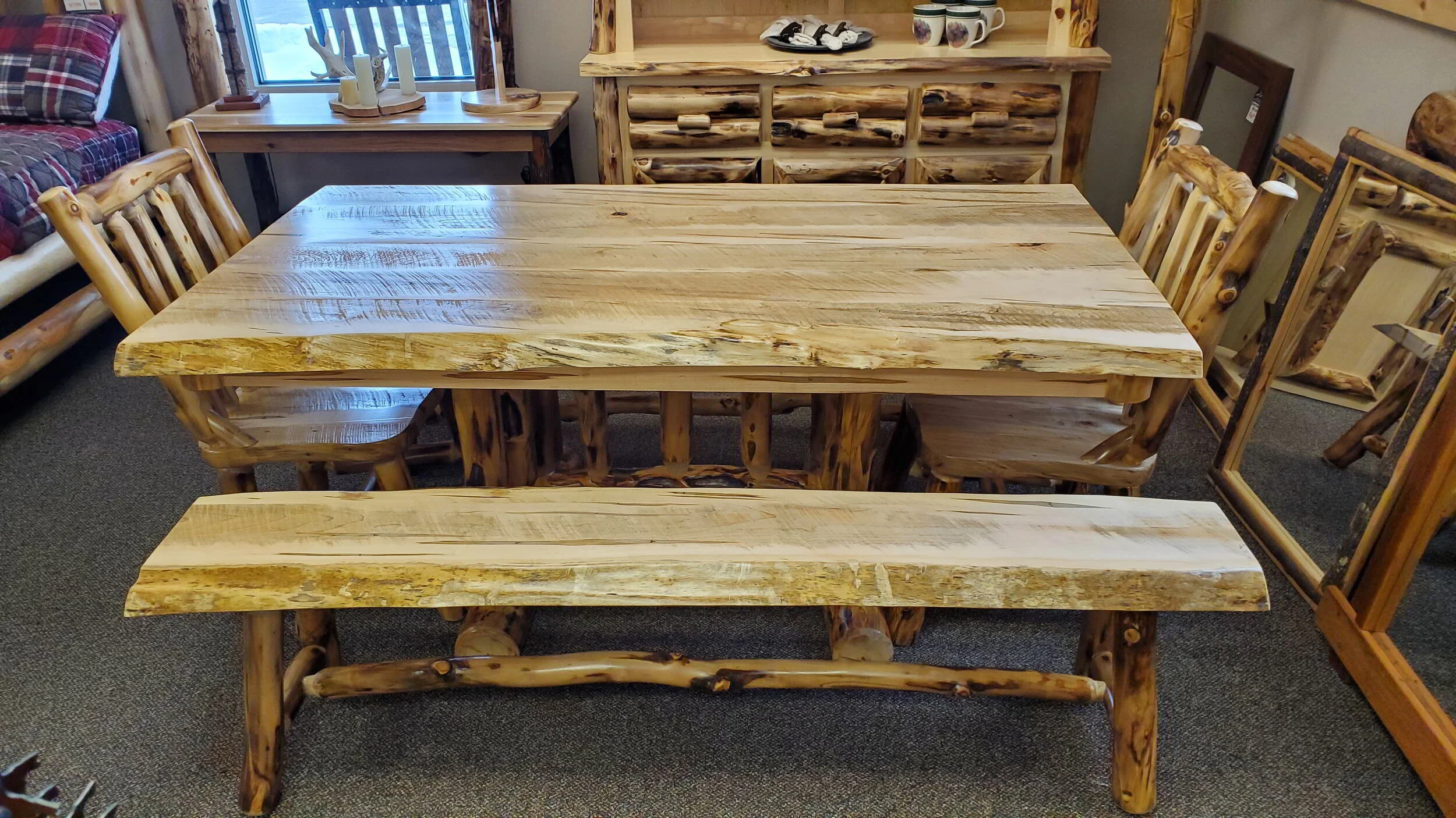 Rough Cut Maple Live Edge Table with Aspen Base — EZ Mountain Rustic ...