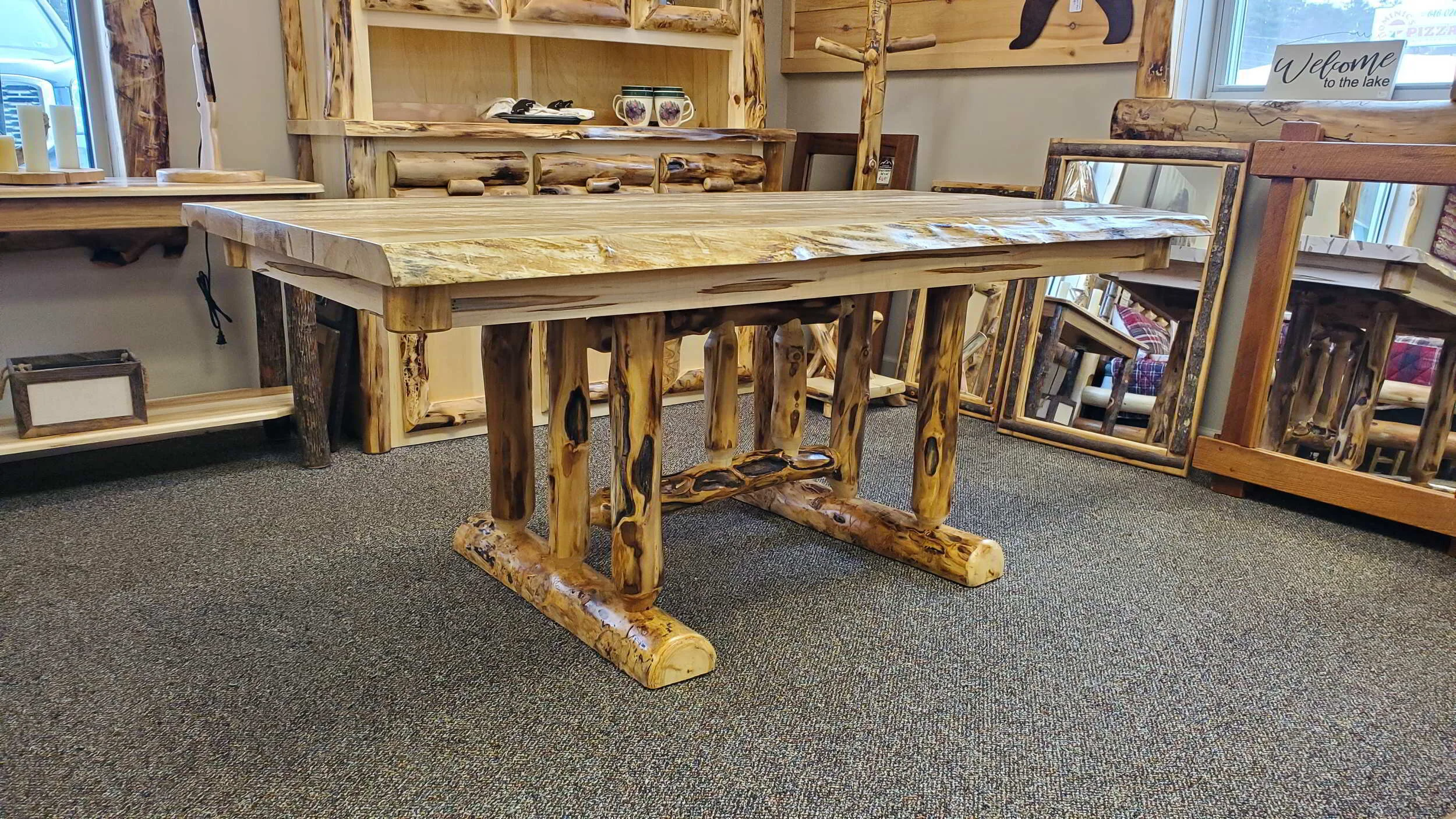 Rough Cut Maple Live Edge Table with Aspen Base — EZ Mountain Rustic ...