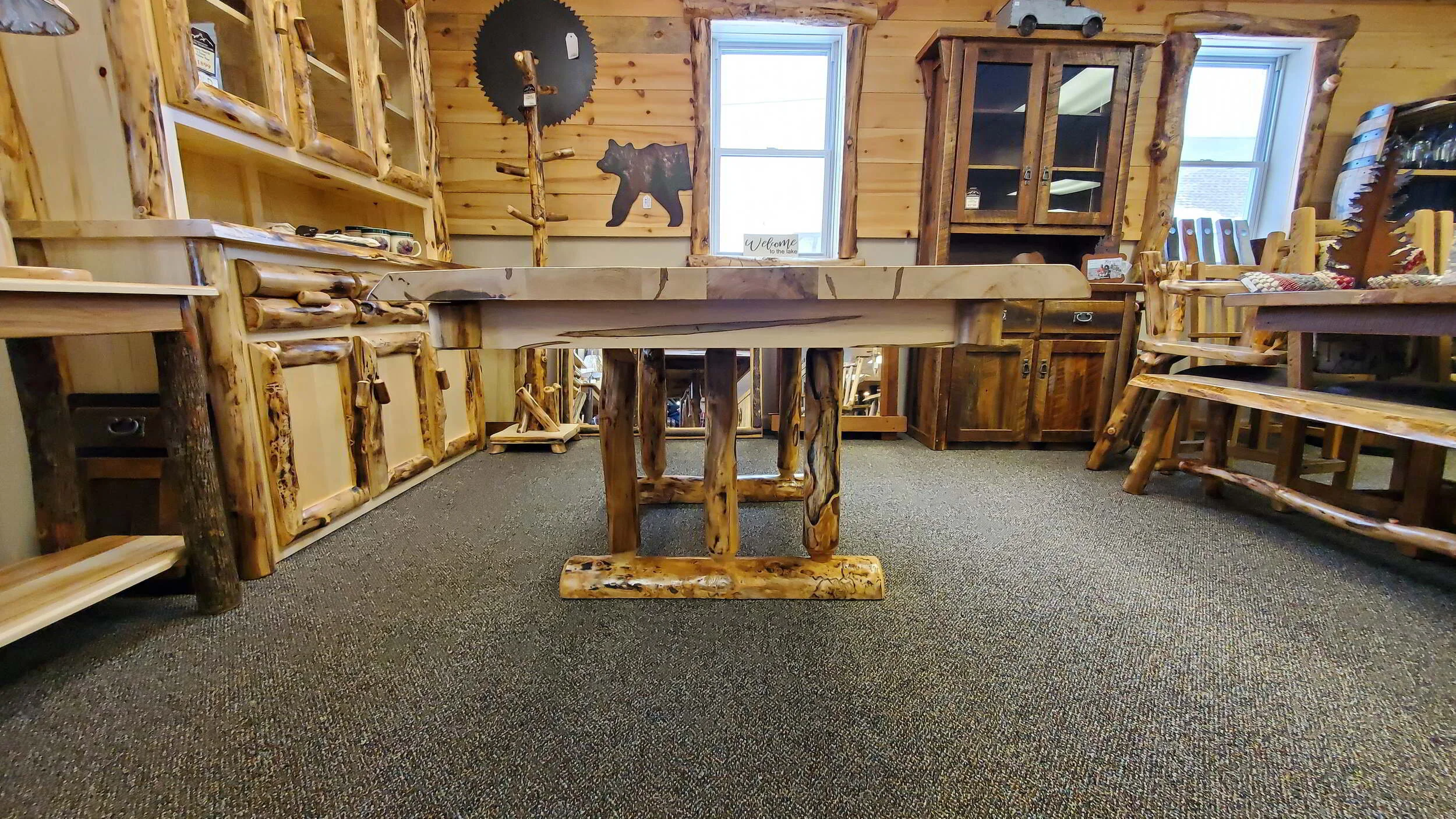 Rough Cut Maple Live Edge Table with Aspen Base — EZ Mountain Rustic ...