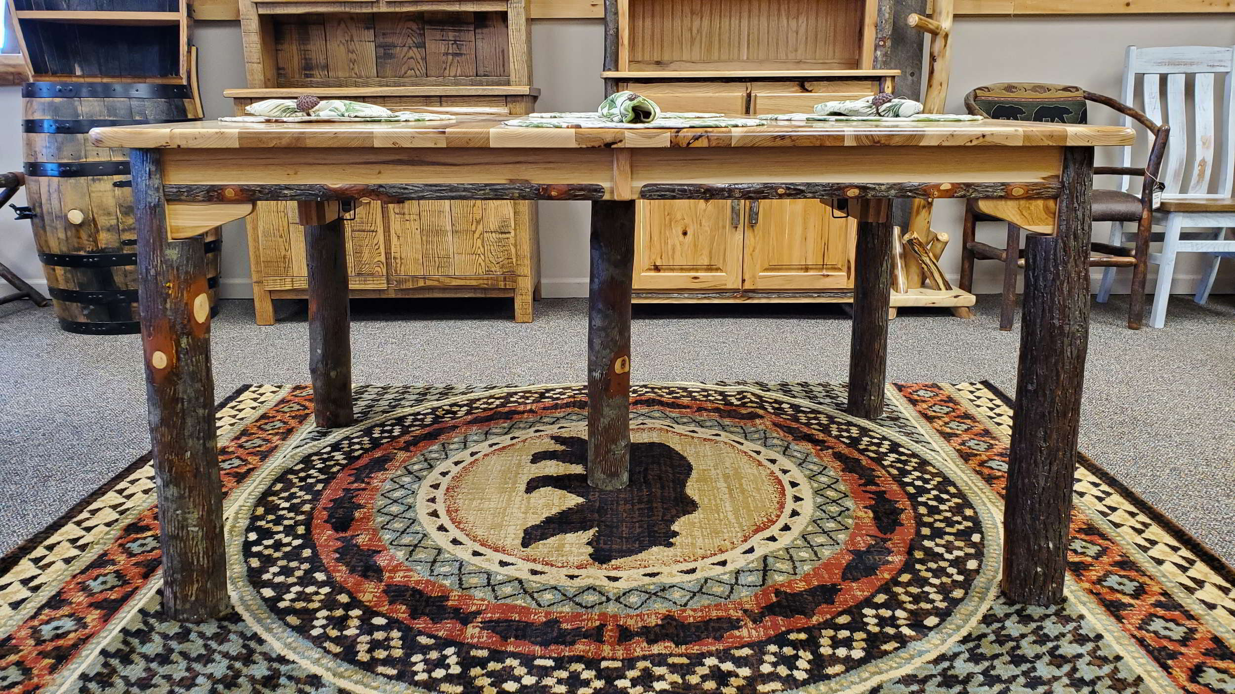 Rustic Hickory Log Dining Table — EZ Mountain Rustic Furniture