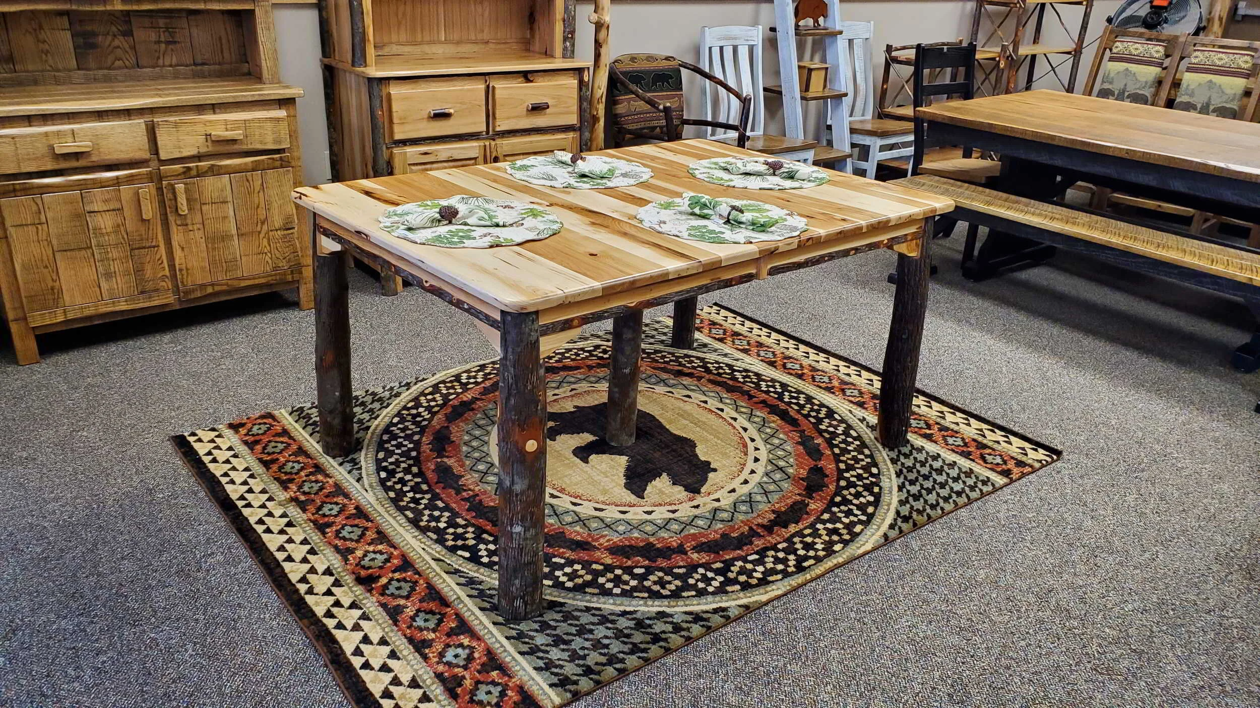 Rustic Hickory Log Dining Table — EZ Mountain Rustic Furniture