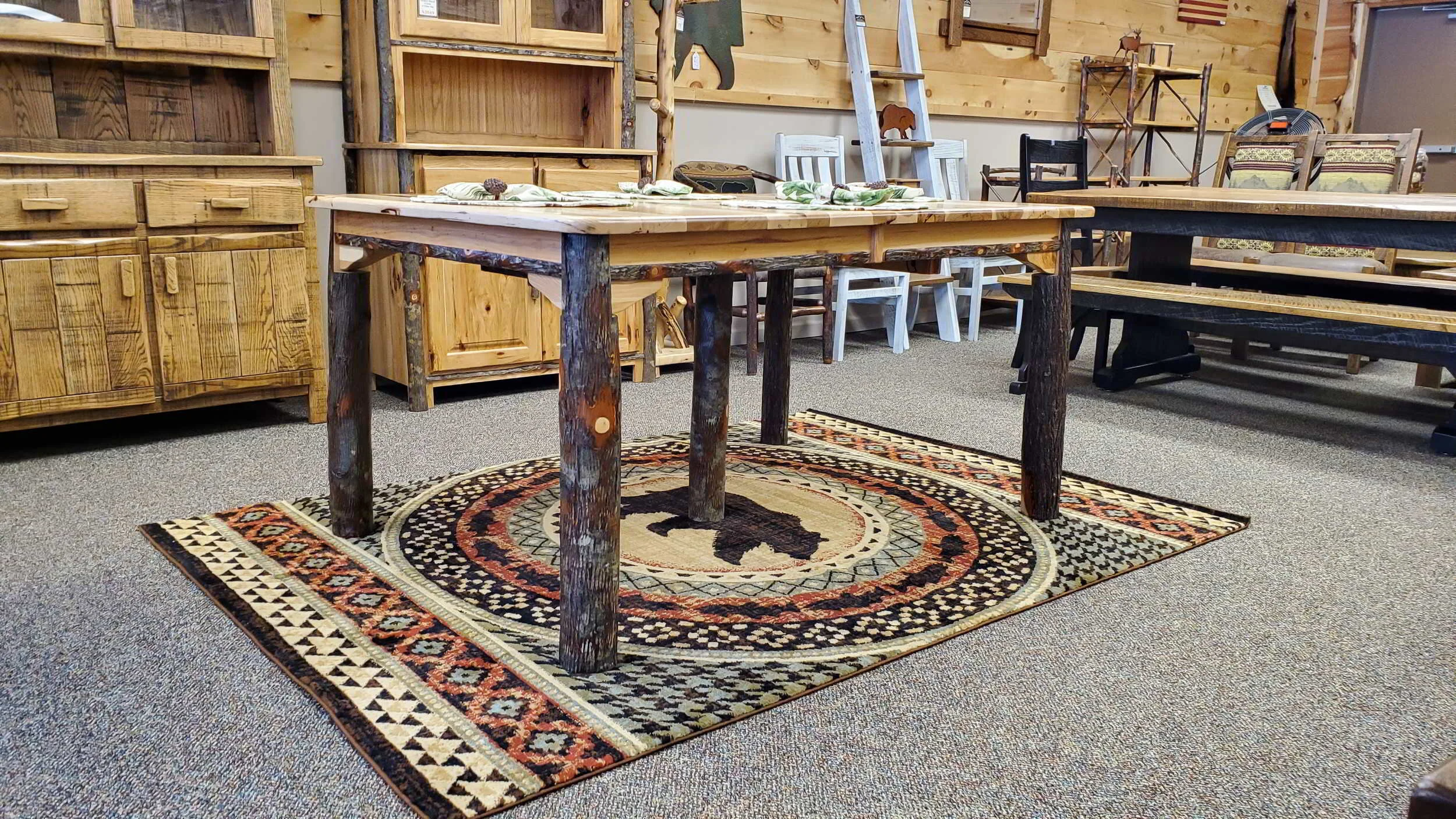 Rustic Hickory Log Dining Table — EZ Mountain Rustic Furniture