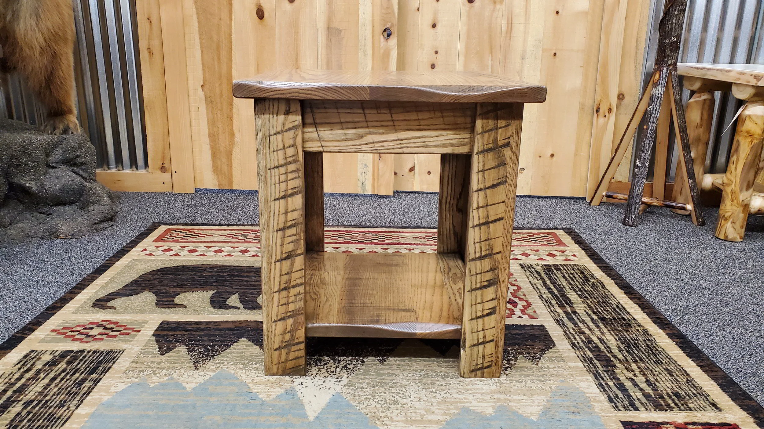 Rough Cut Oak 22" x 22" End Table — EZ Mountain Rustic Furniture