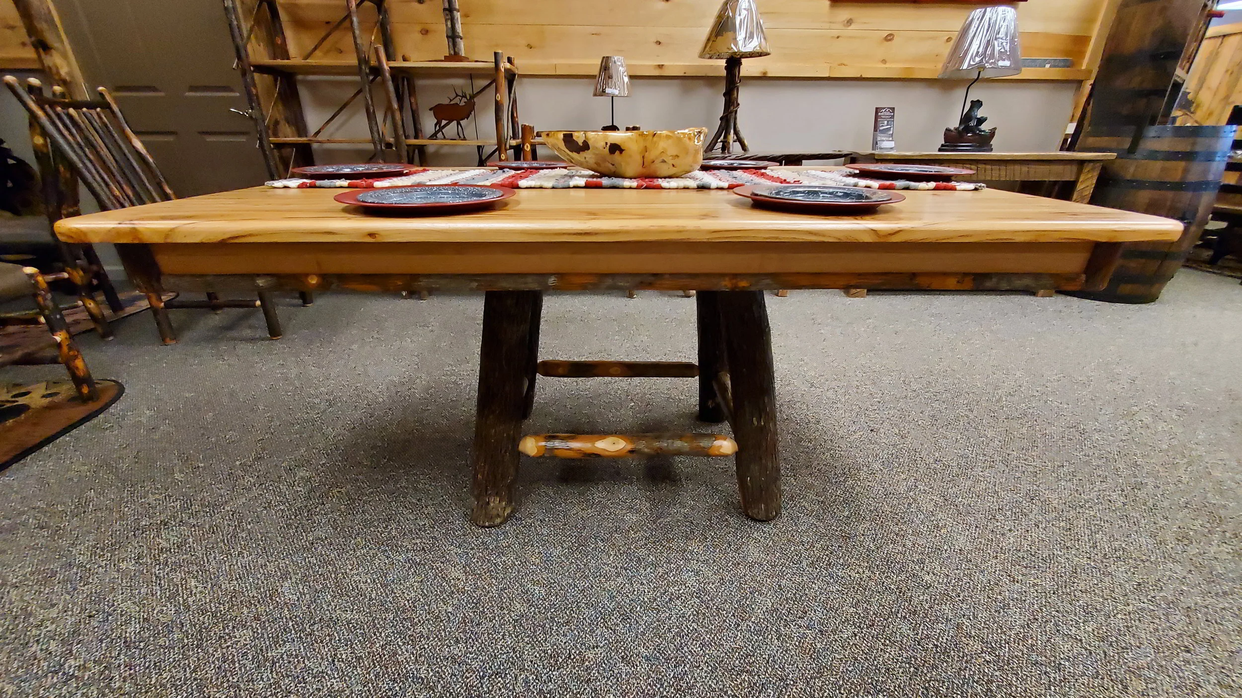 Rustic Hickory Log Dining Table — EZ Mountain Rustic Furniture