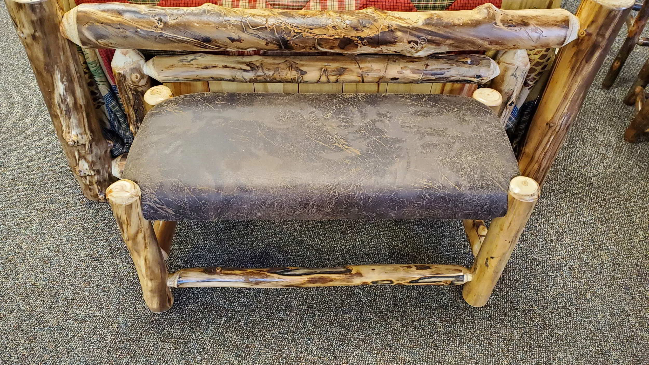 Aspen Log Padded Bench — EZ Mountain Rustic Furniture