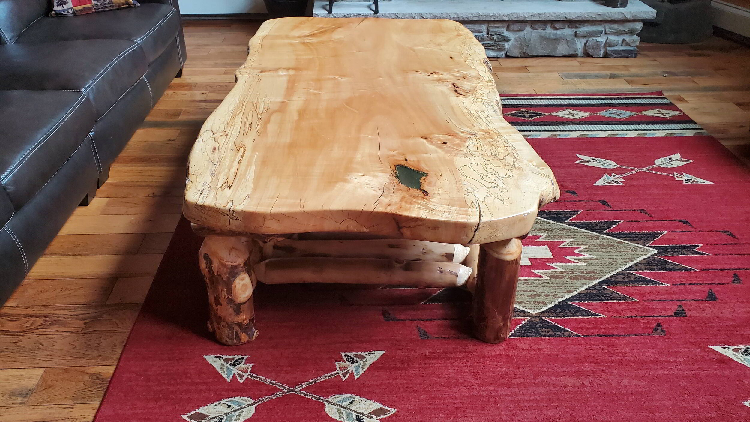 Maple Slab Coffee Table with Aspen Base — EZ Mountain Rustic Furniture