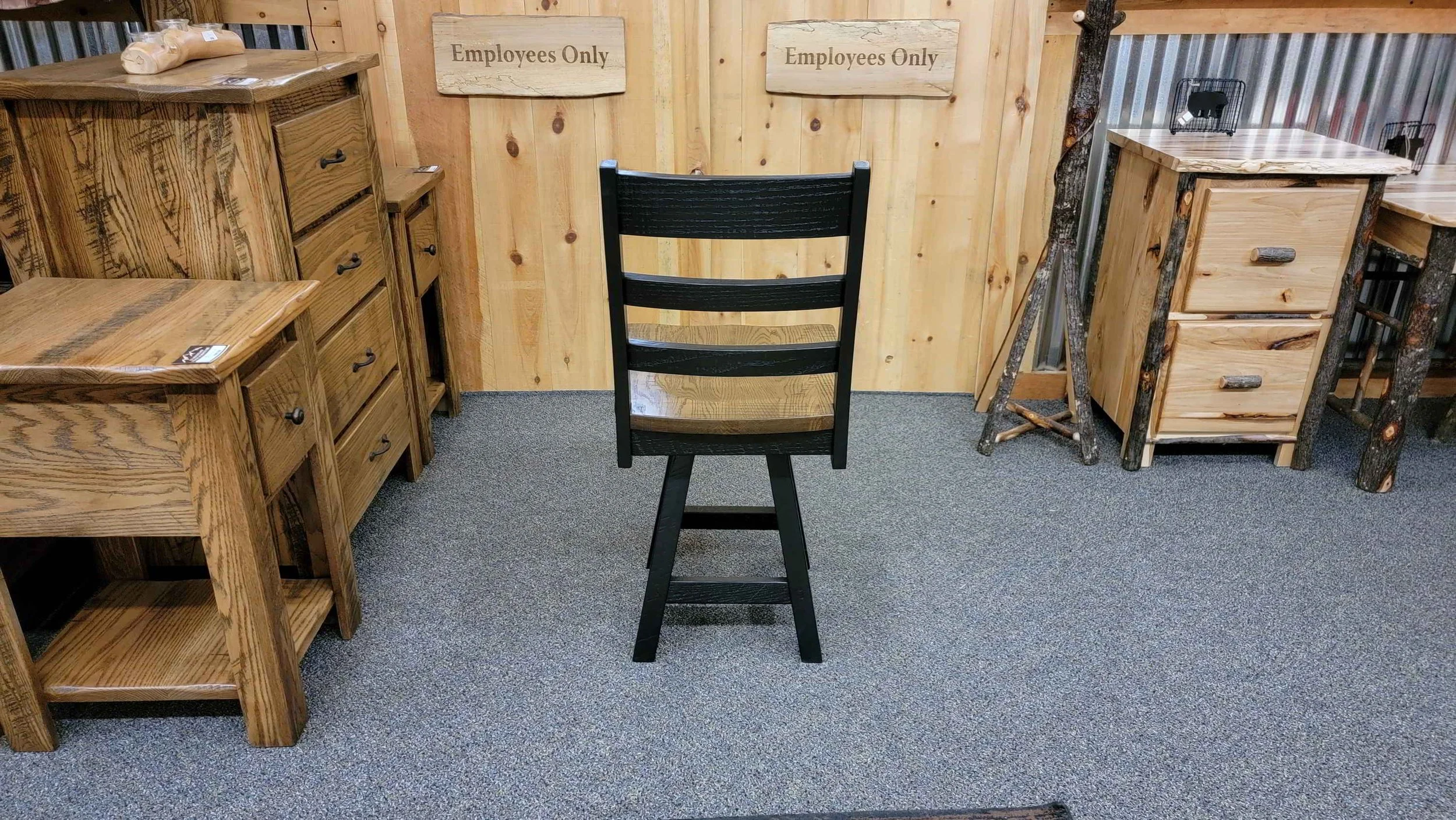 Rough Cut Oak Country Bar Stool with Back — EZ Mountain Rustic Furniture