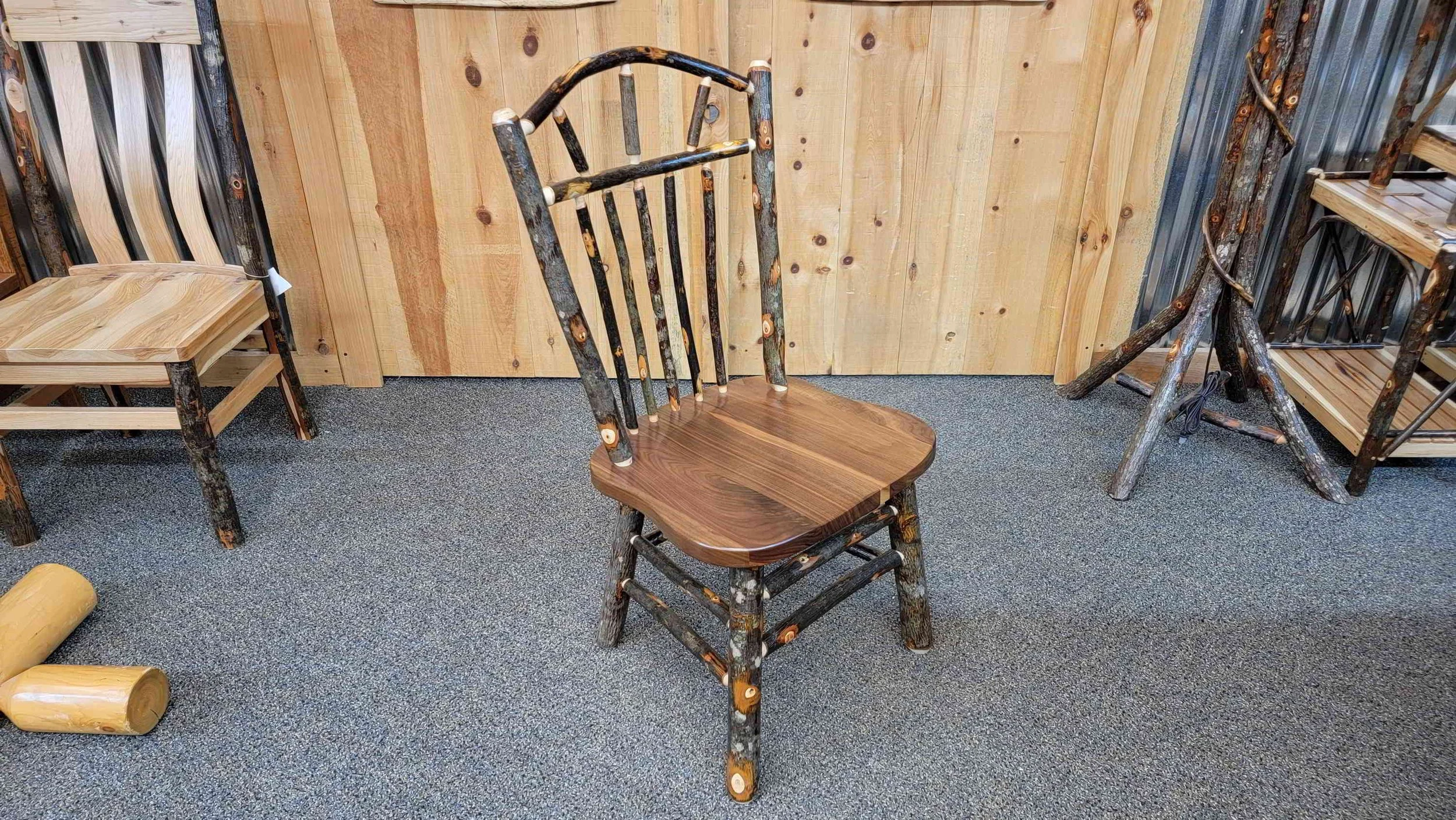Black Walnut Wagon Wheel Dining Chair — EZ Mountain Rustic Furniture