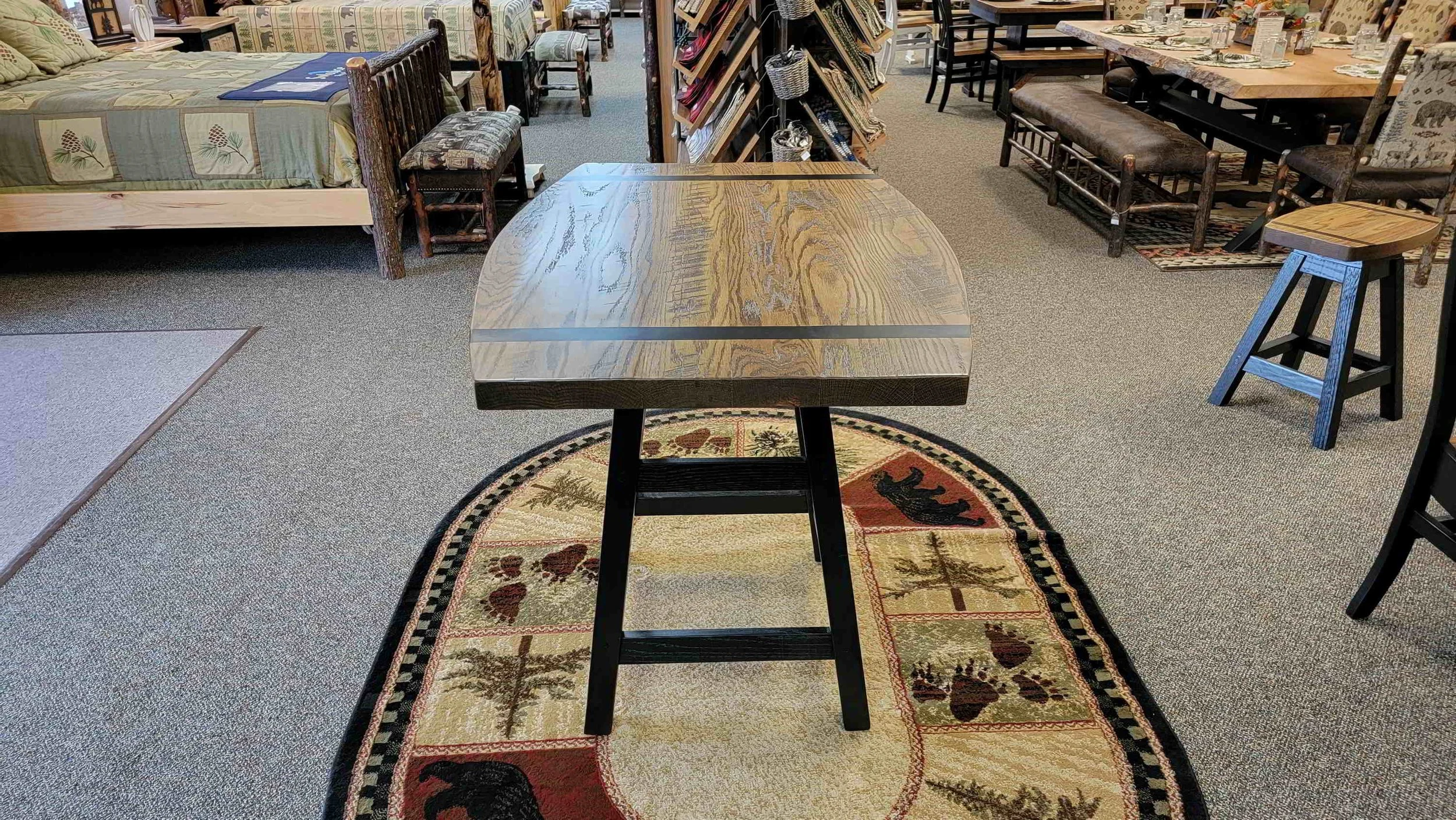 Rough Cut Oak Barrel Pub Table with 4 Leg Pedestal Base — EZ Mountain ...