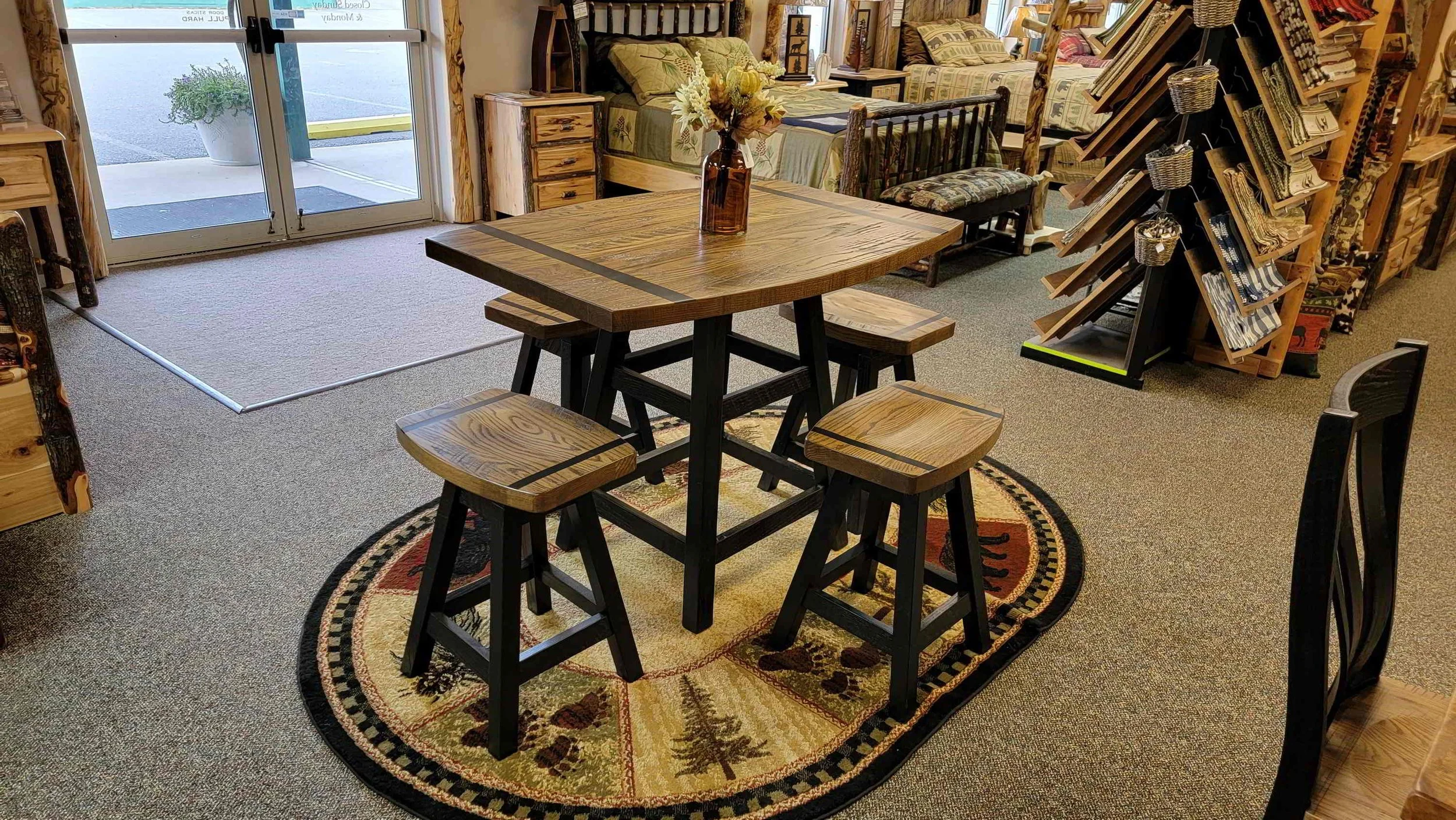 Rough Cut Oak Barrel Pub Table with 4 Leg Pedestal Base — EZ Mountain ...