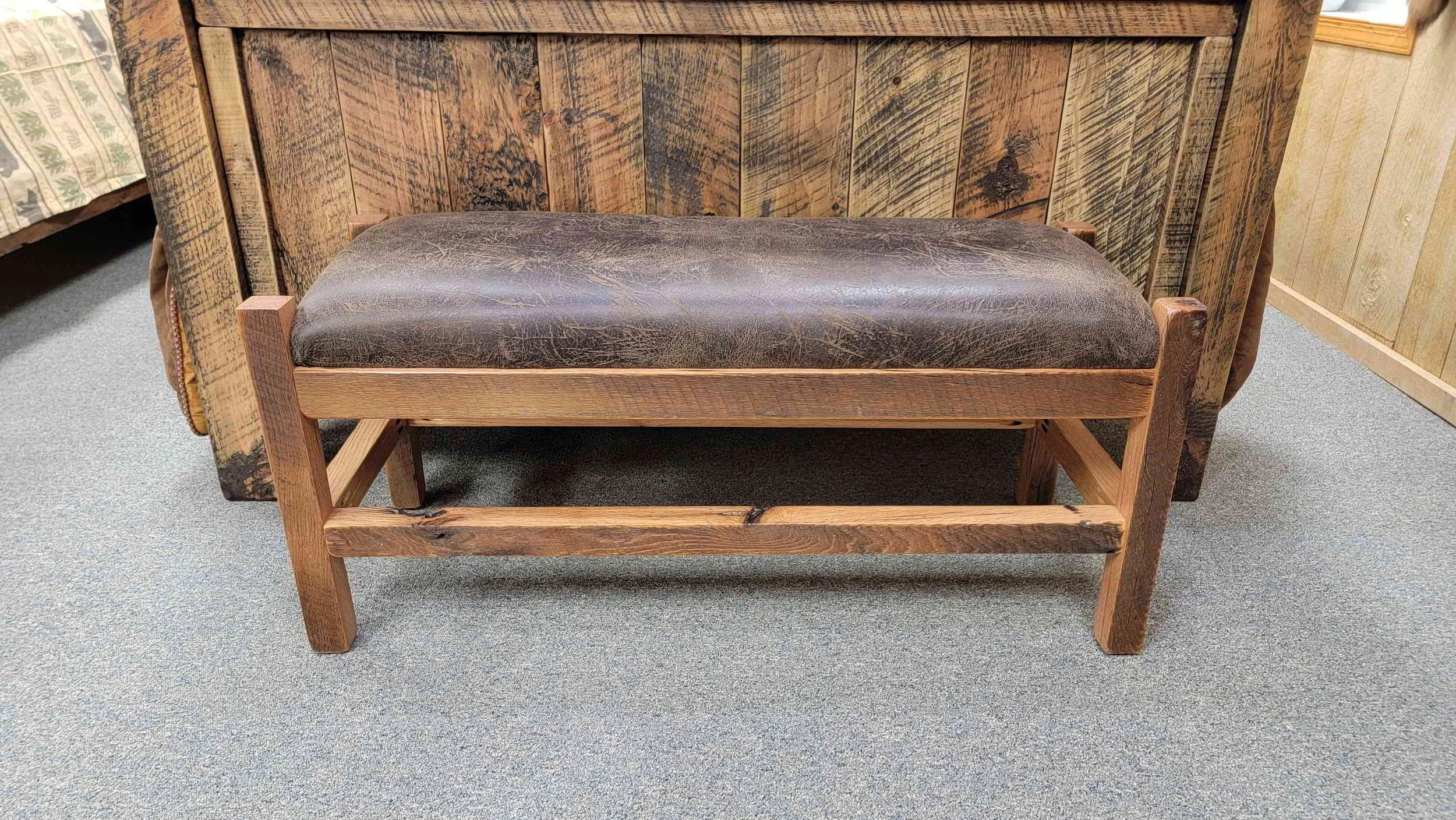 Barnwood Padded Bench — EZ Mountain Rustic Furniture