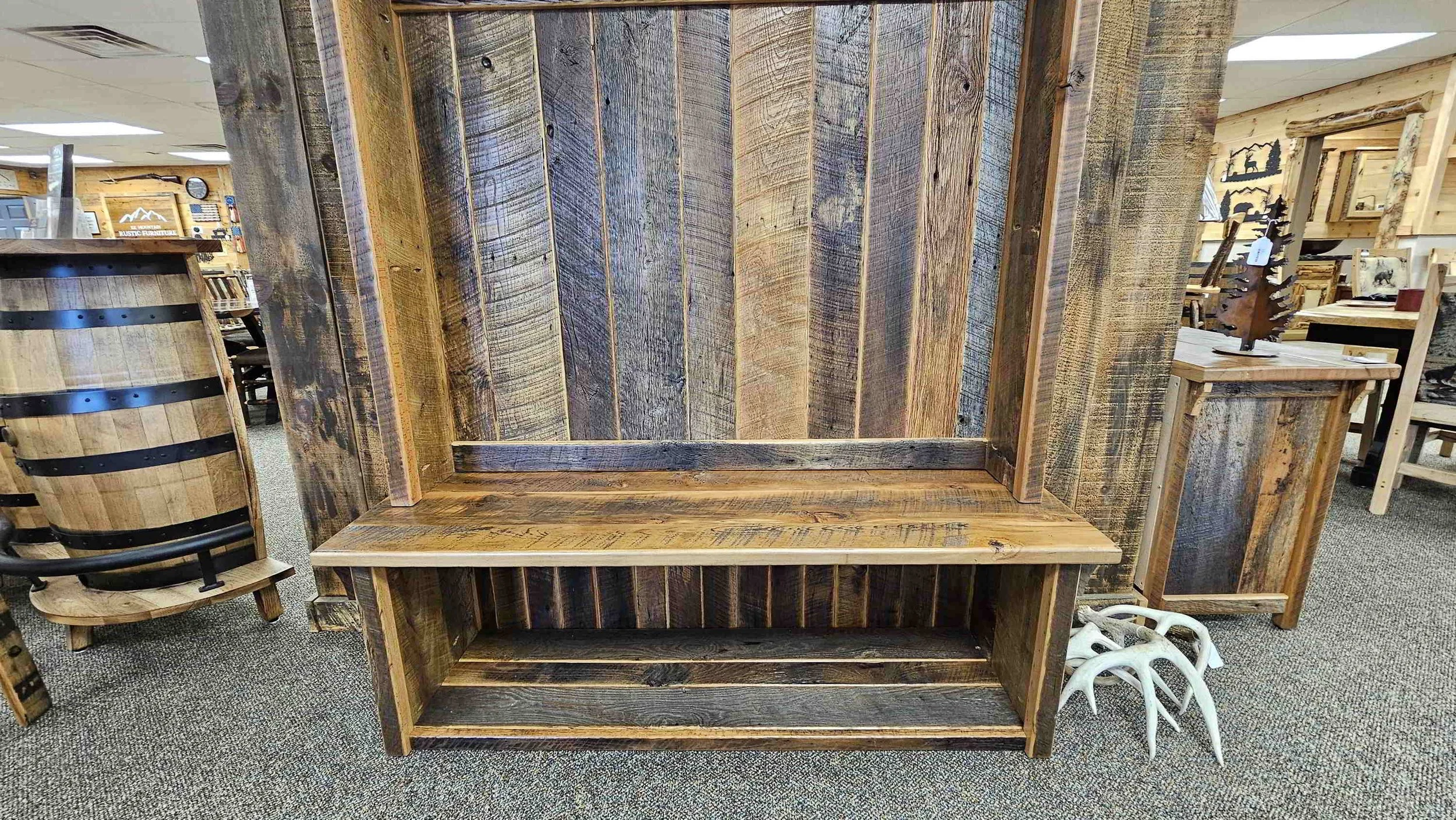 Barnwood Hall Tree Bench — EZ Mountain Rustic Furniture