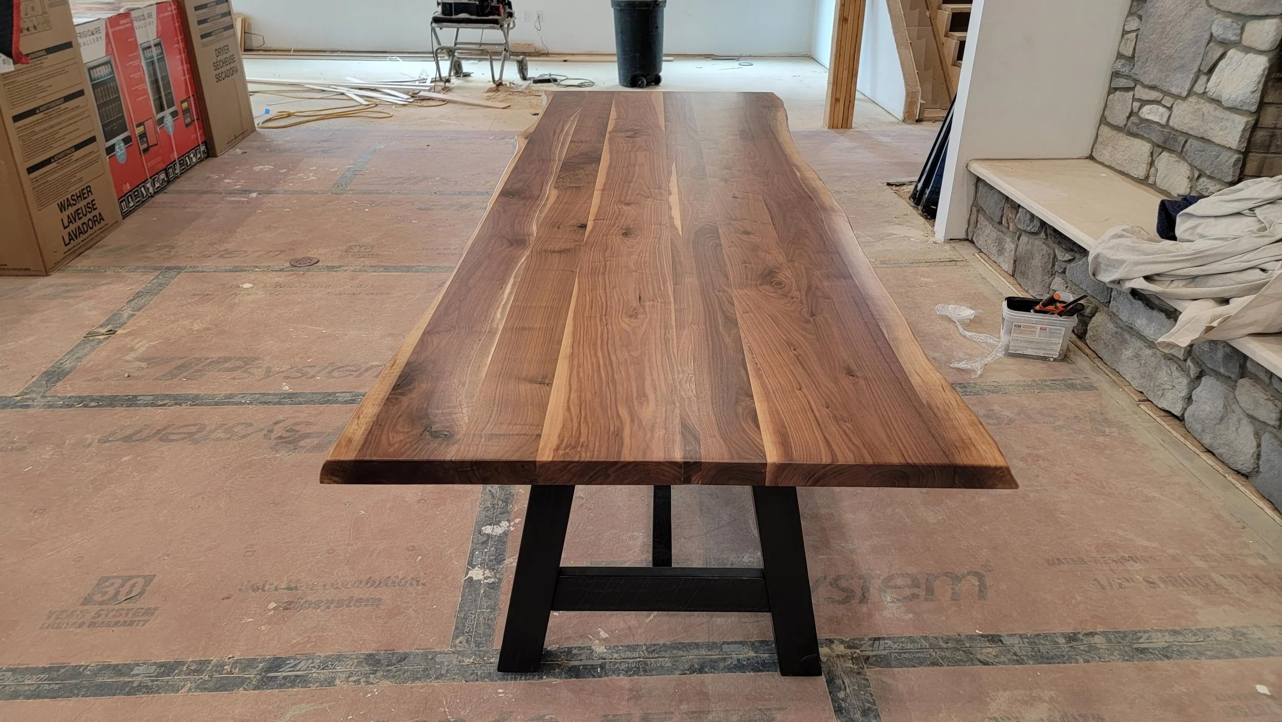 Live Edge Black Walnut Dining Table with 4 Leg Pedestal Base — EZ ...
