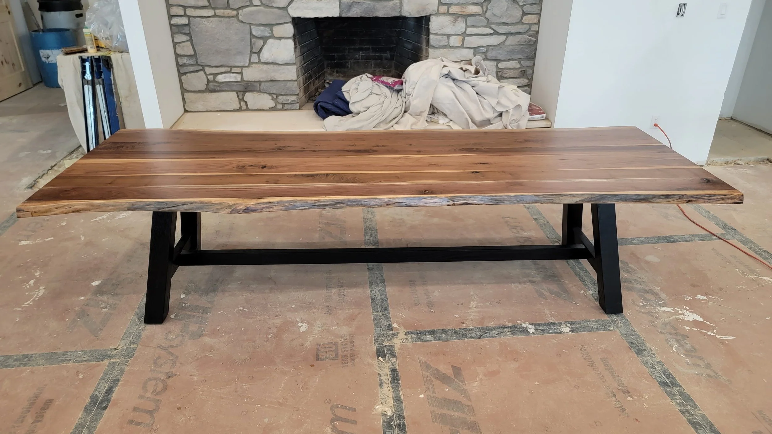 Live Edge Black Walnut Dining Table with 4 Leg Pedestal Base — EZ ...