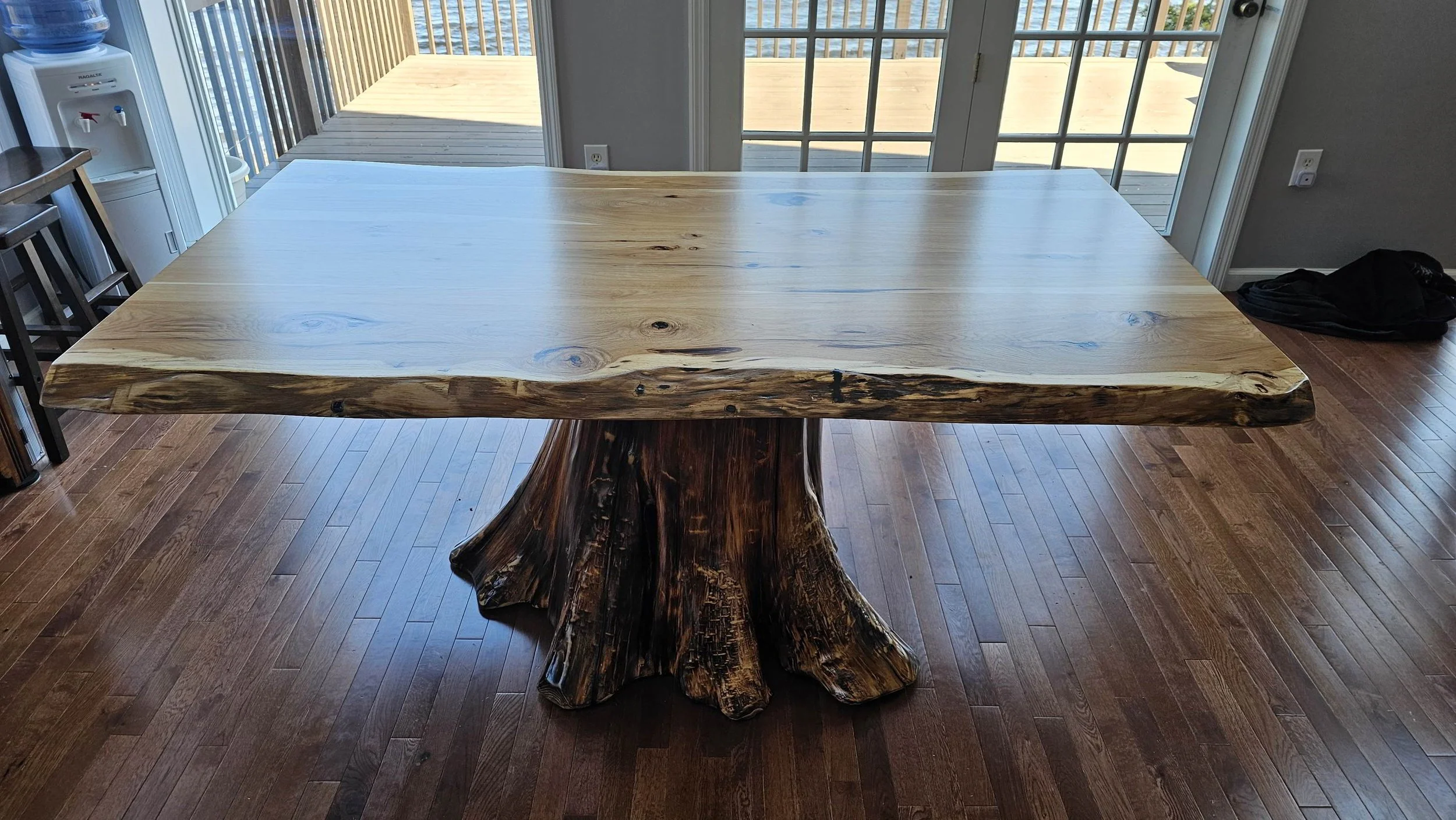 Live Edge Hickory Table with Stump Base — EZ Mountain Rustic Furniture