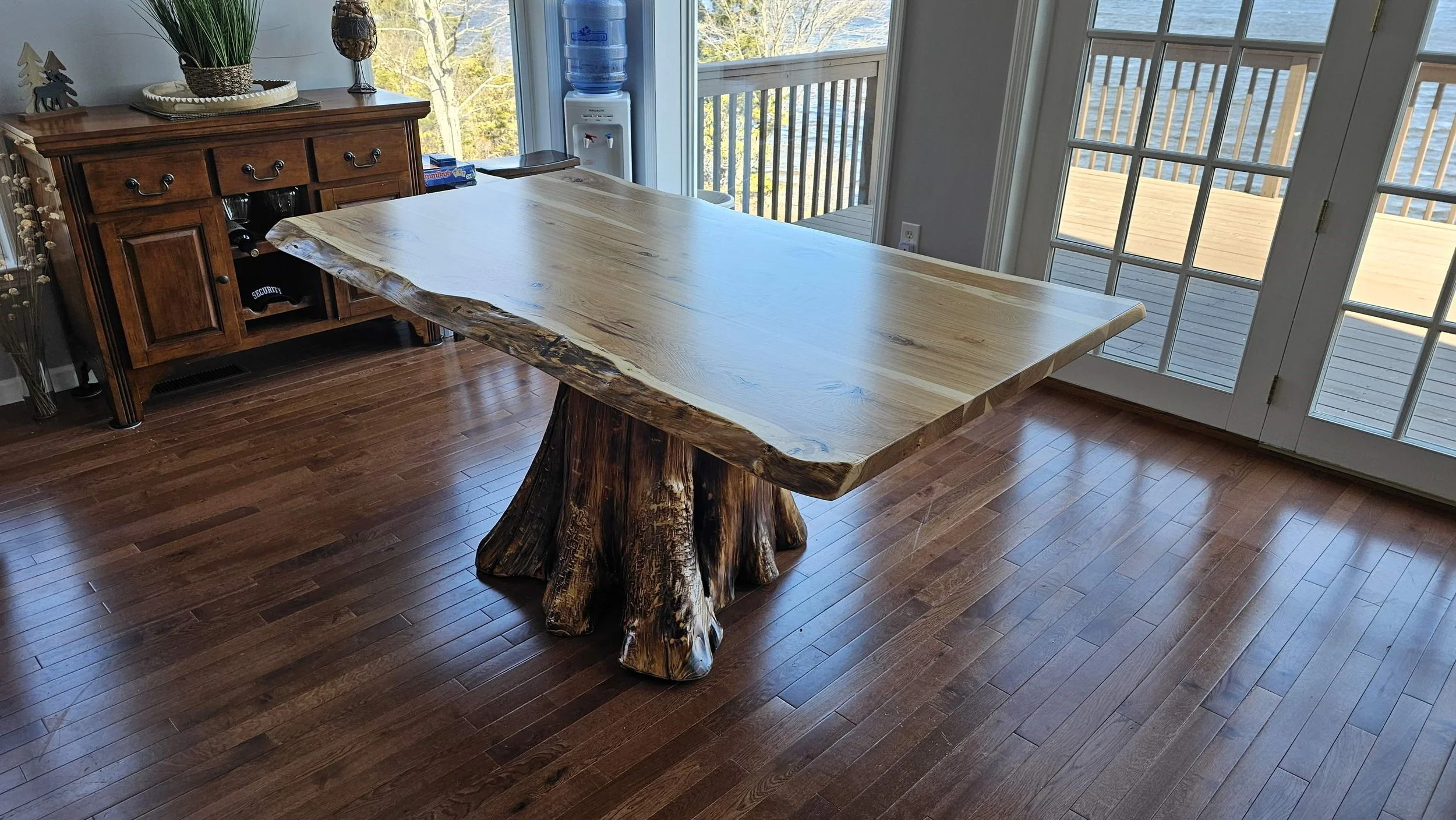 Live Edge Hickory Table with Stump Base — EZ Mountain Rustic Furniture