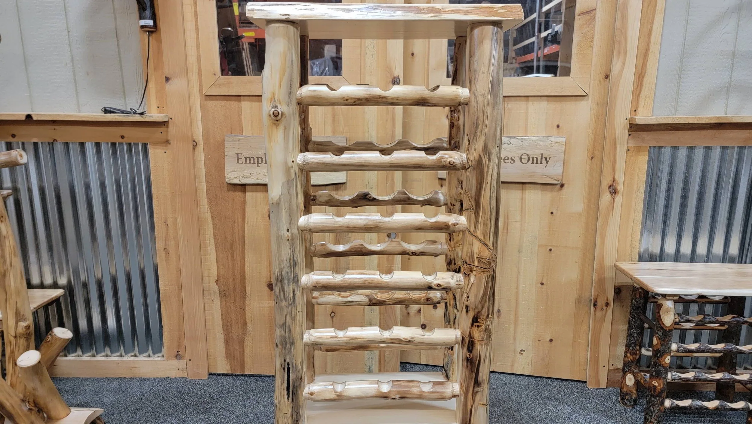 Aspen Wine Rack with Storage — EZ Mountain Rustic Furniture