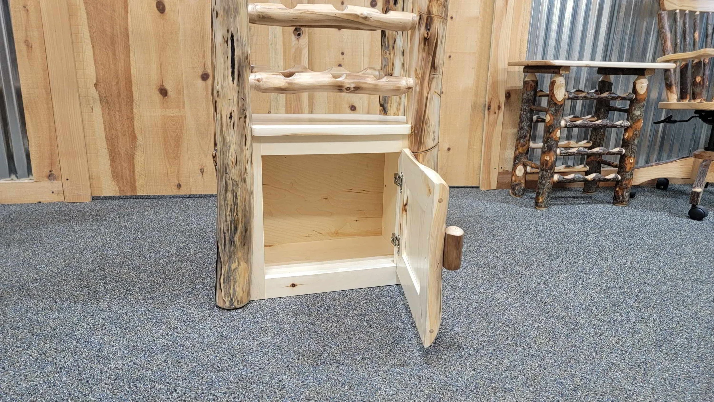 Aspen Wine Rack with Storage — EZ Mountain Rustic Furniture