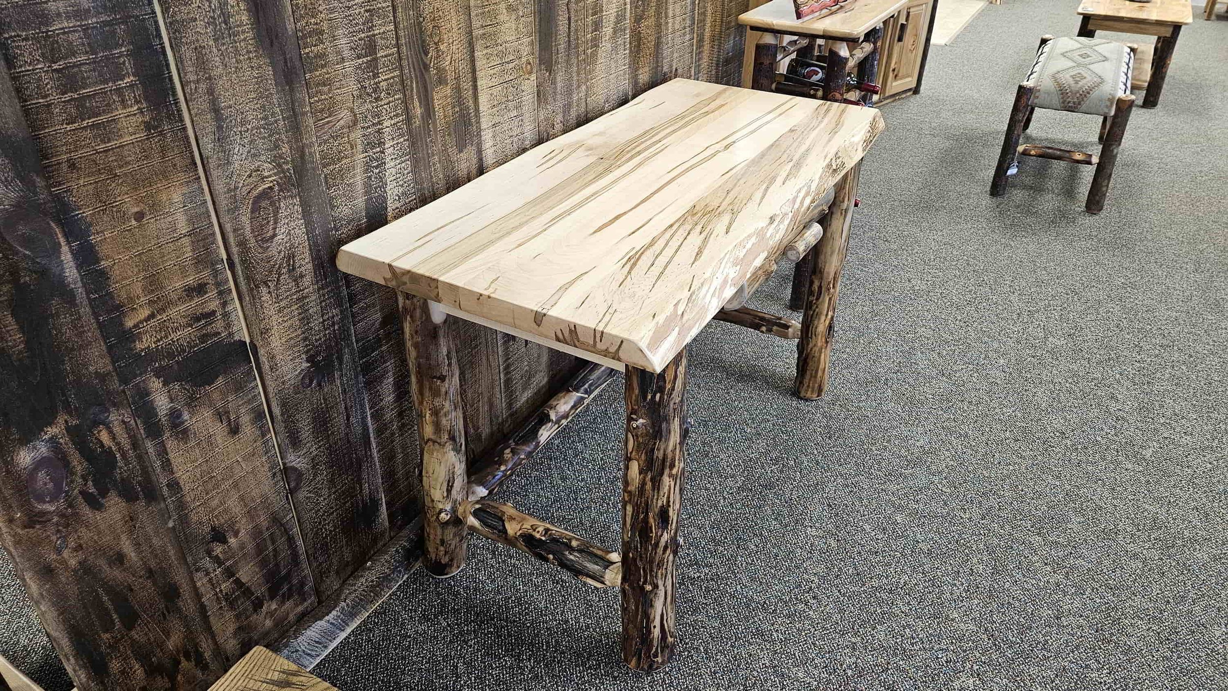 Live Edge Wormy Maple Desk — EZ Mountain Rustic Furniture
