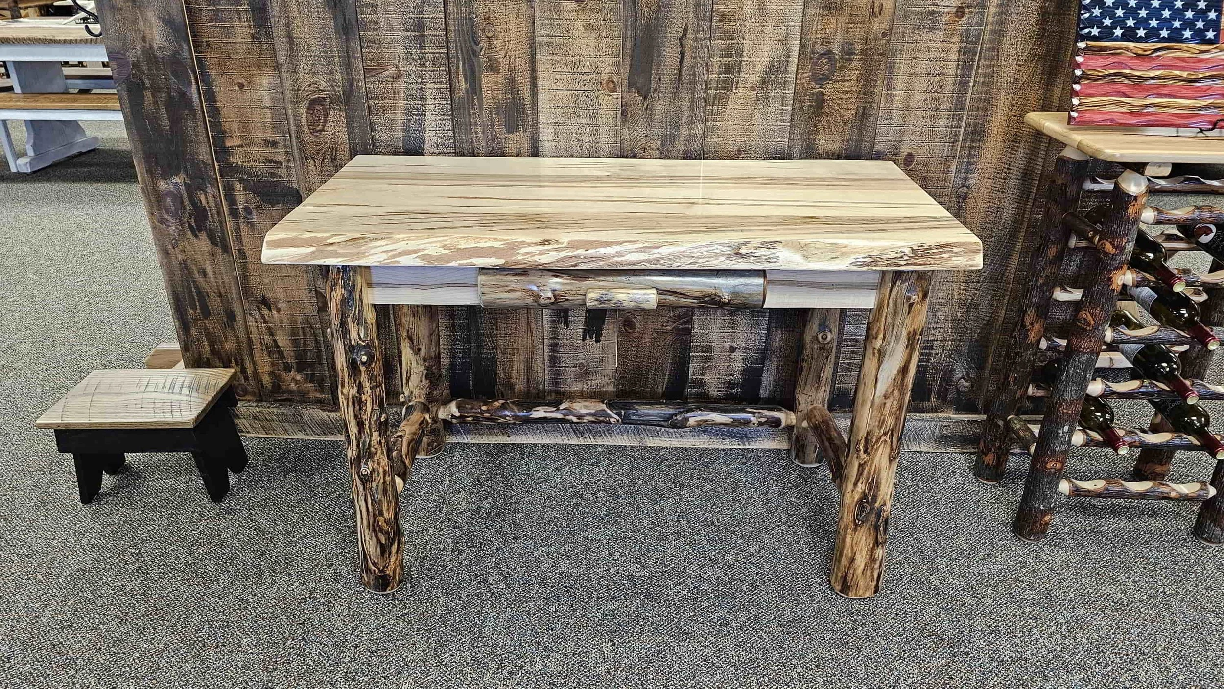 Live Edge Wormy Maple Desk — EZ Mountain Rustic Furniture