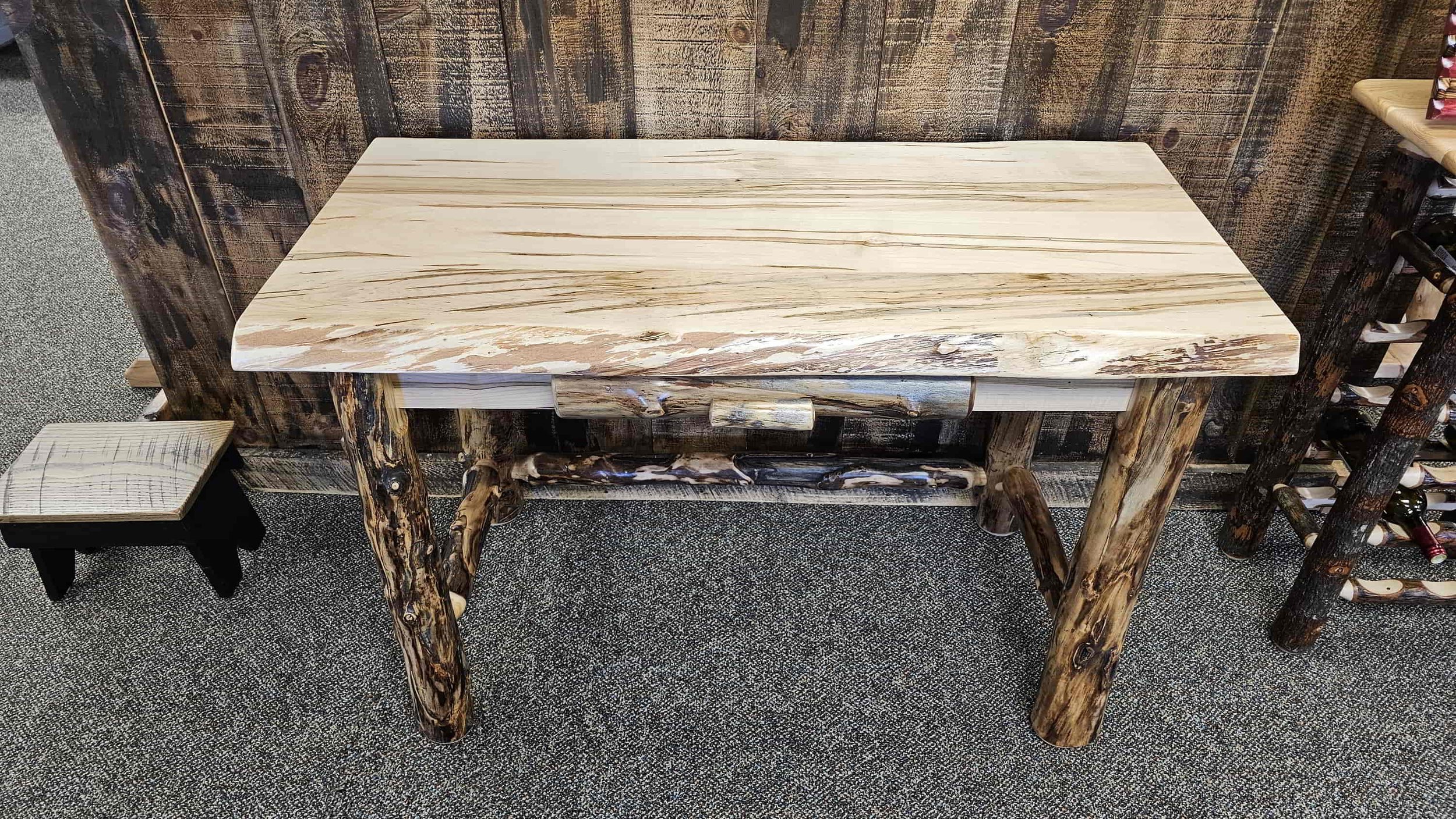 Live Edge Wormy Maple Desk — EZ Mountain Rustic Furniture