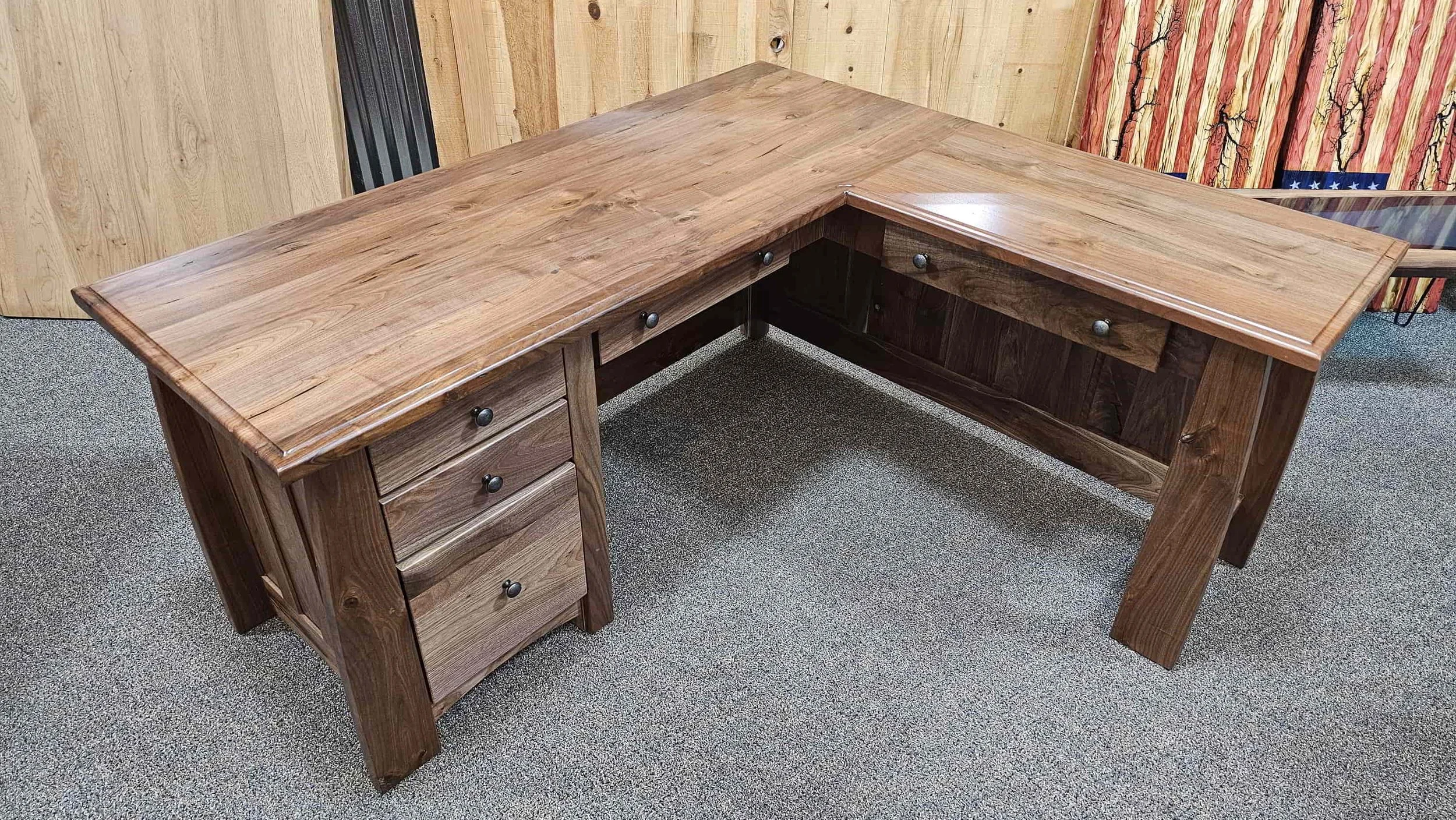 Modern Black Walnut "L" Desk — EZ Mountain Rustic Furniture