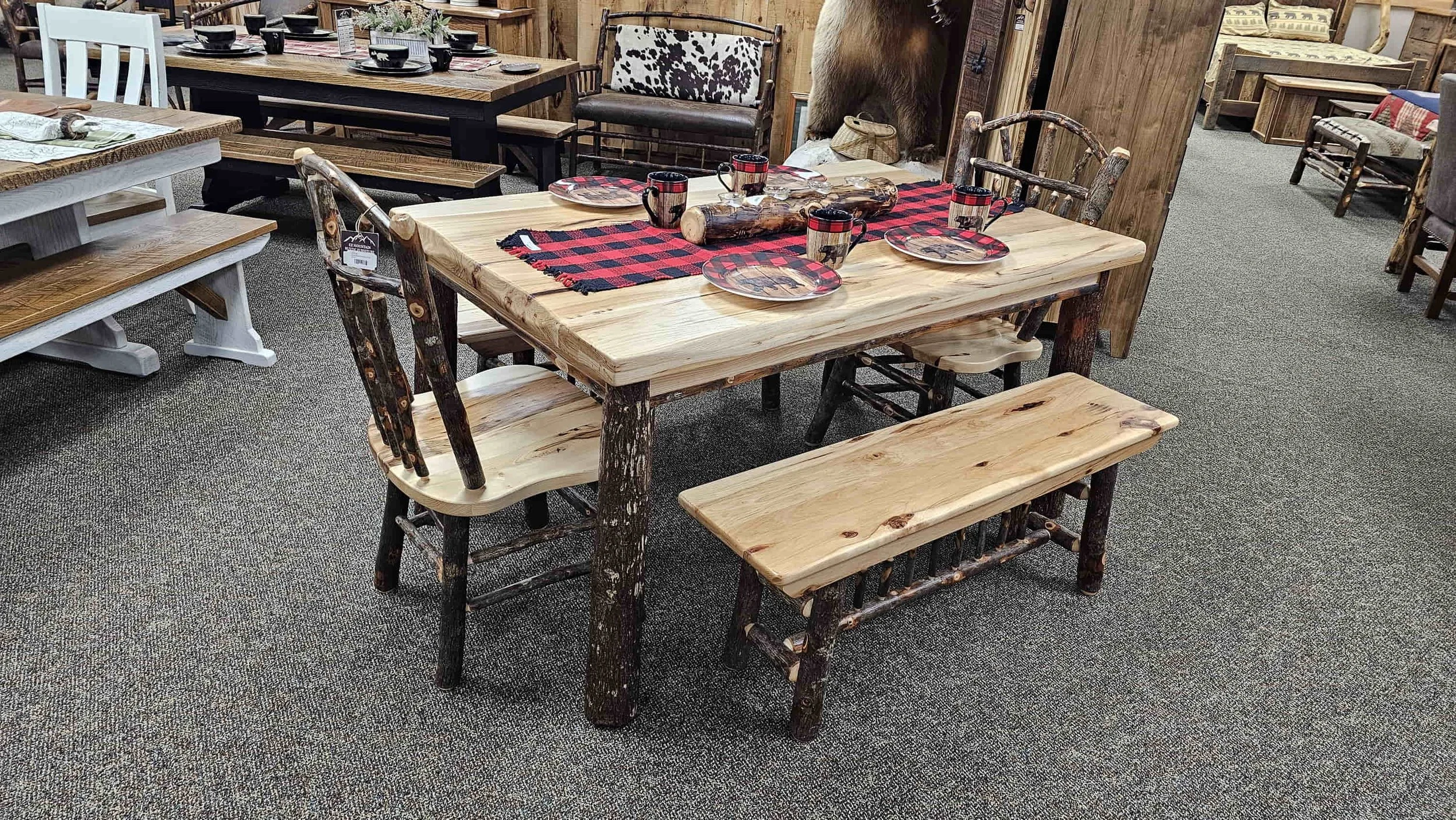 Hickory Wavy Edge Dining Table with Legs — EZ Mountain Rustic Furniture