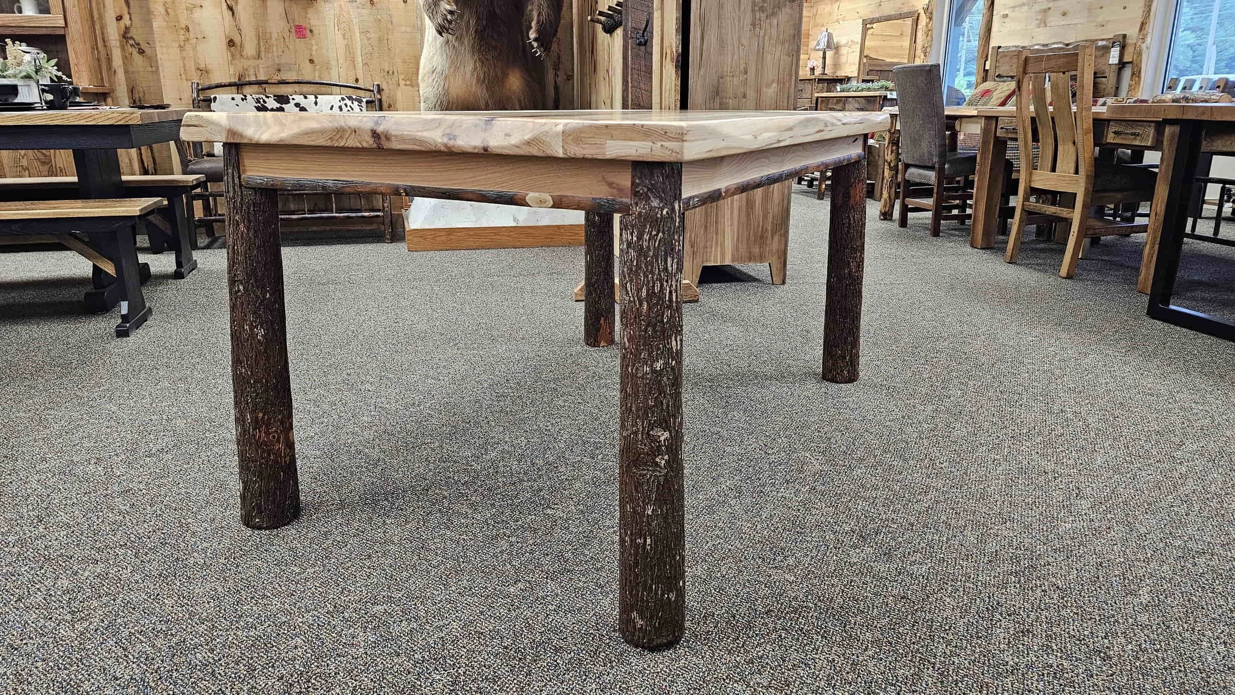 Hickory Wavy Edge Dining Table with Legs — EZ Mountain Rustic Furniture