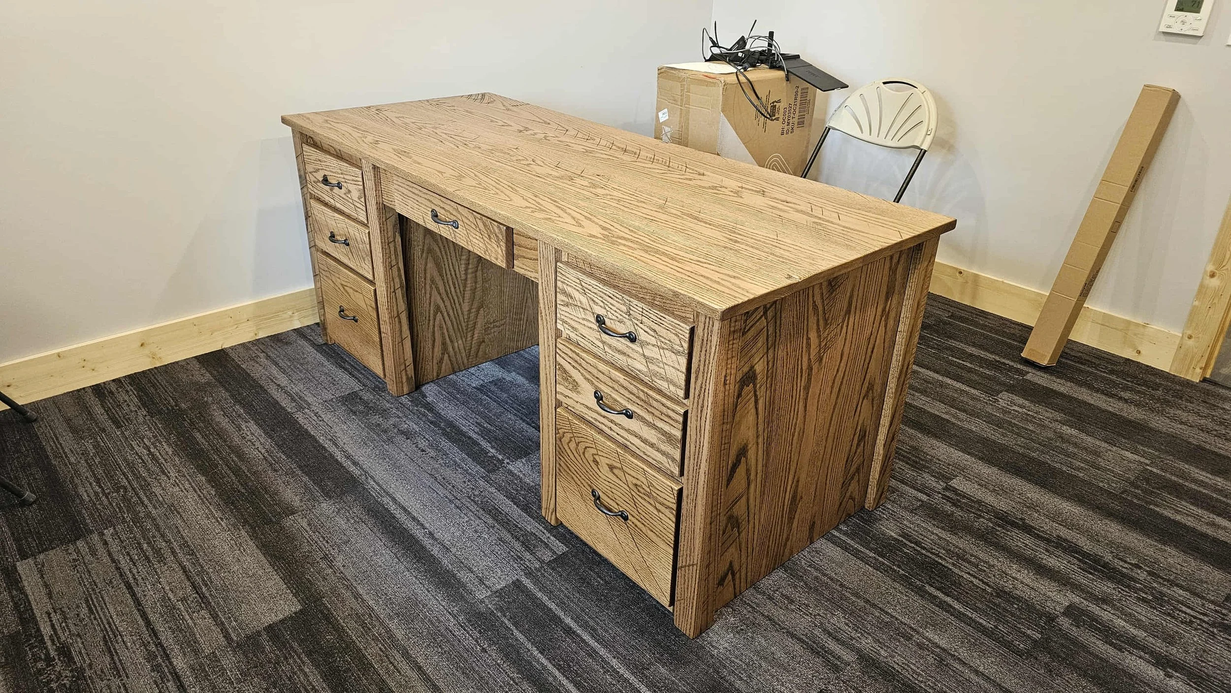 Rough Cut Oak Double Pedestal Desk — EZ Mountain Rustic Furniture